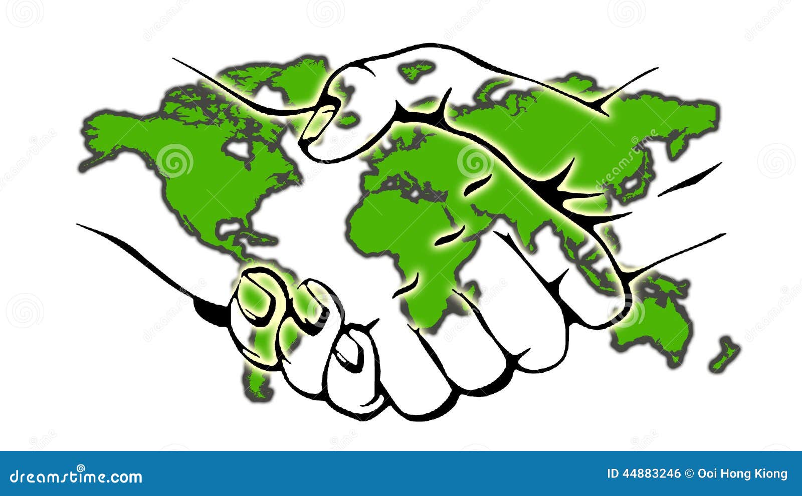Shaking Hands with International Map Stock Illustration - Illustration ...