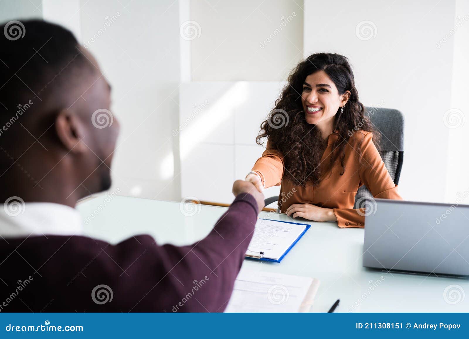 Shaking Hands at Interview Meeting Stock Image - Image of employee ...
