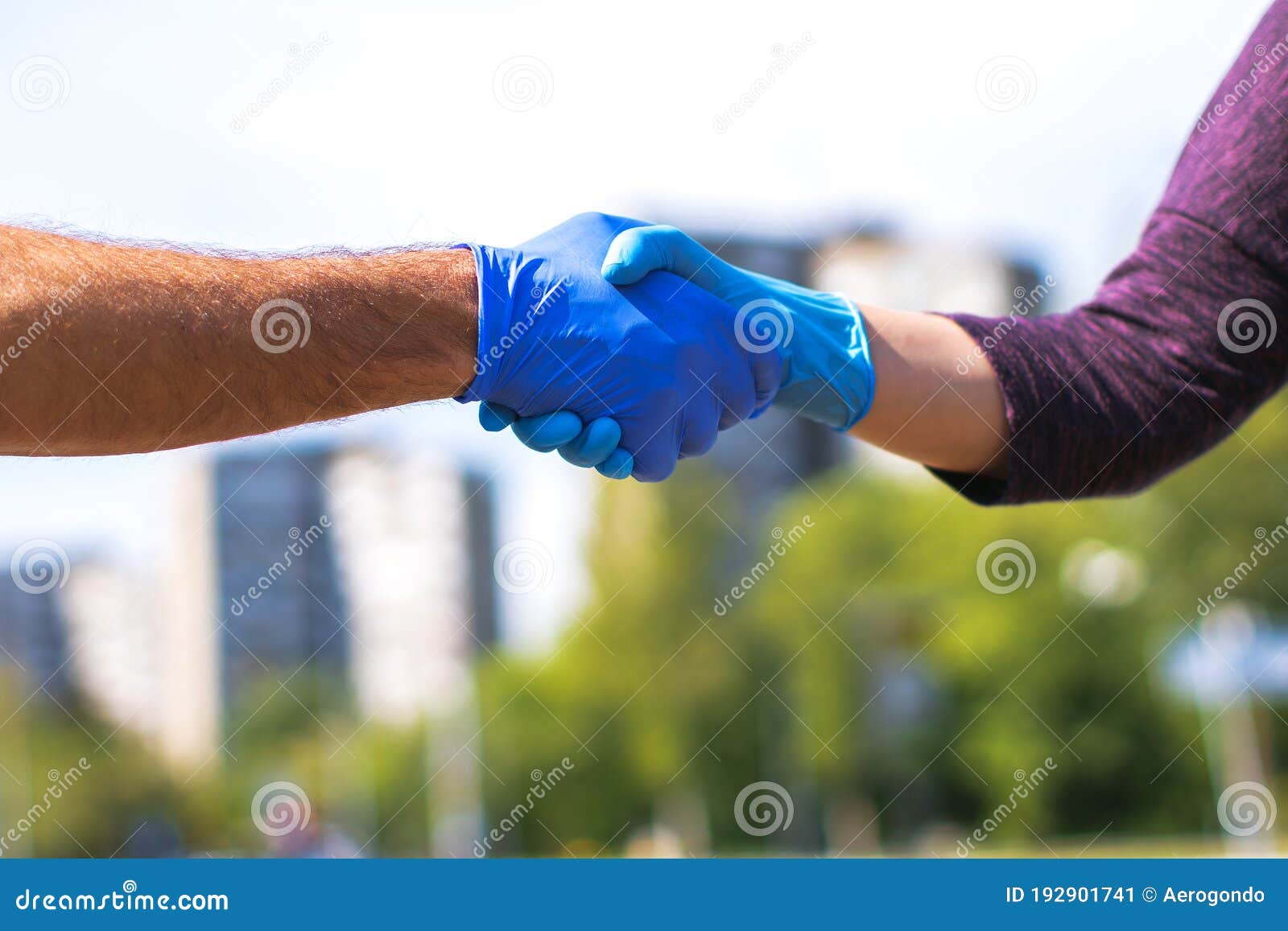 Shaking Hands with Protective Gloves Stock Image - Image of epidemic ...