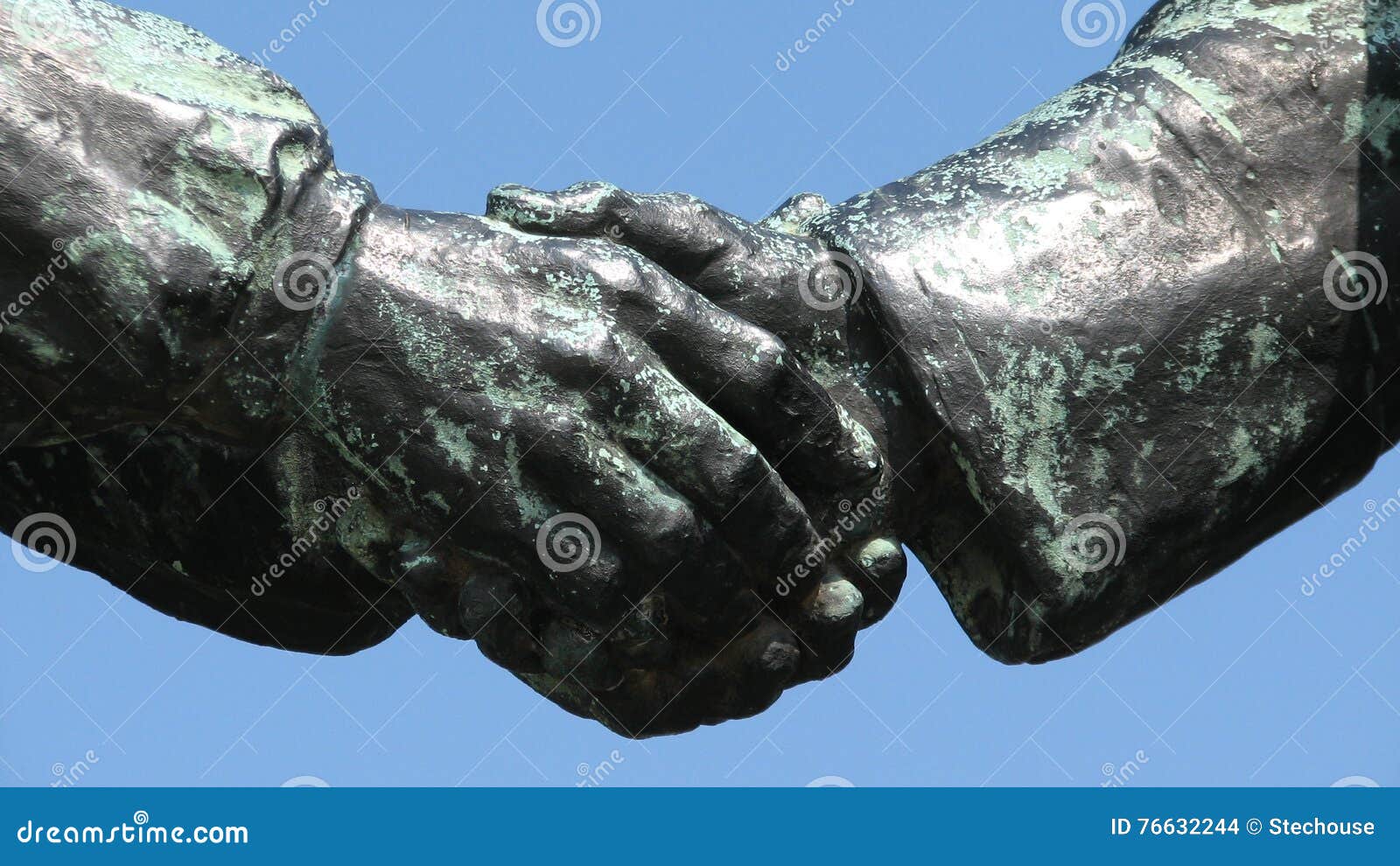 Shaking Hands Statue stock photo. Image of sculpt, love - 76632244
