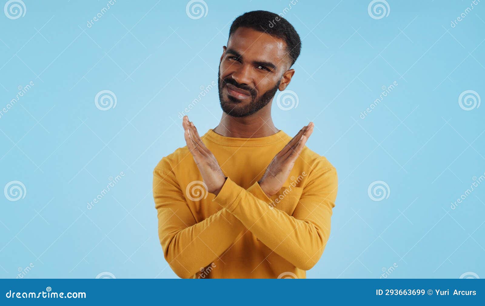 Shaking Head, No and Face of a Man with Stop, Rejection and ...