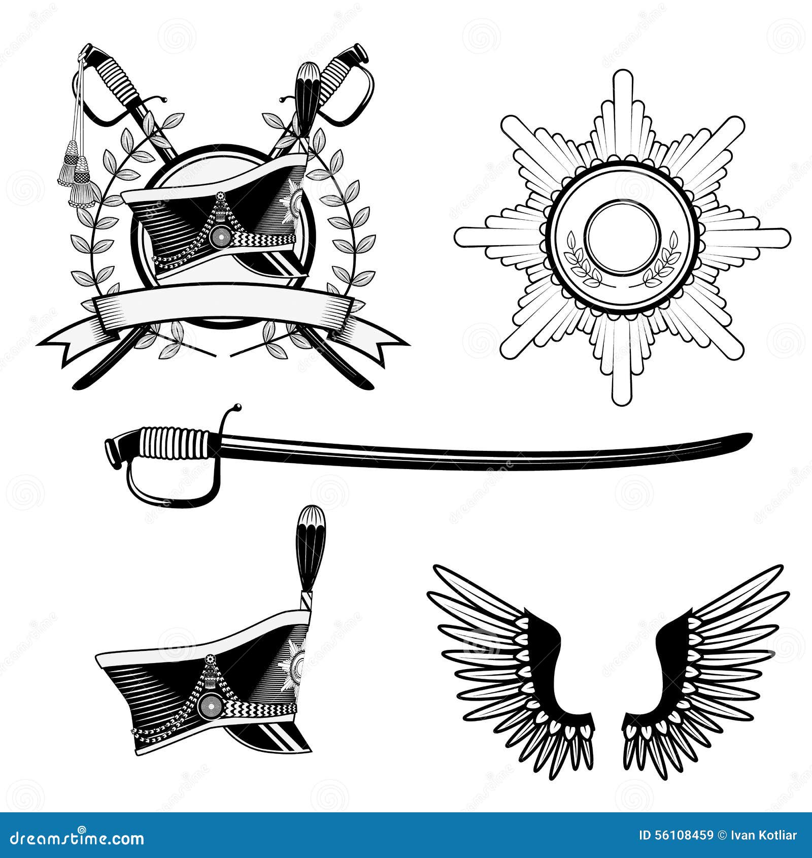 Shako Hussar, badge, sword stock vector. Illustration of emblem - 56108459