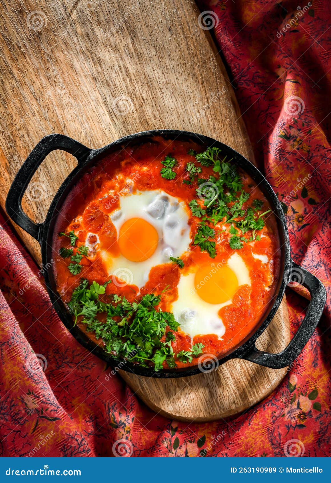 Shakshouka Dish in a Cast Iron Pan Stock Image - Image of lunch, cast ...