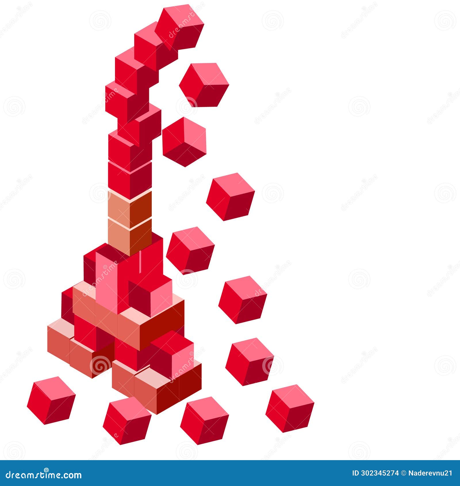 A Shaky Structure of Red Cubes Stock Illustration - Illustration of ...