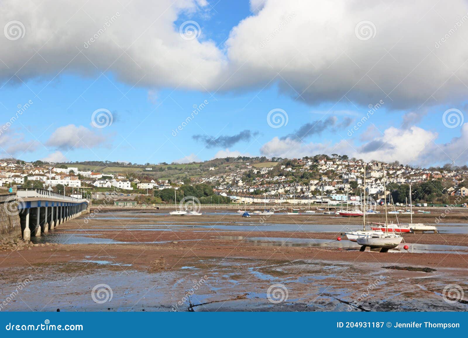 Shaldon Bridge Over the River Teign, Devon, at Low Tide Stock Image ...