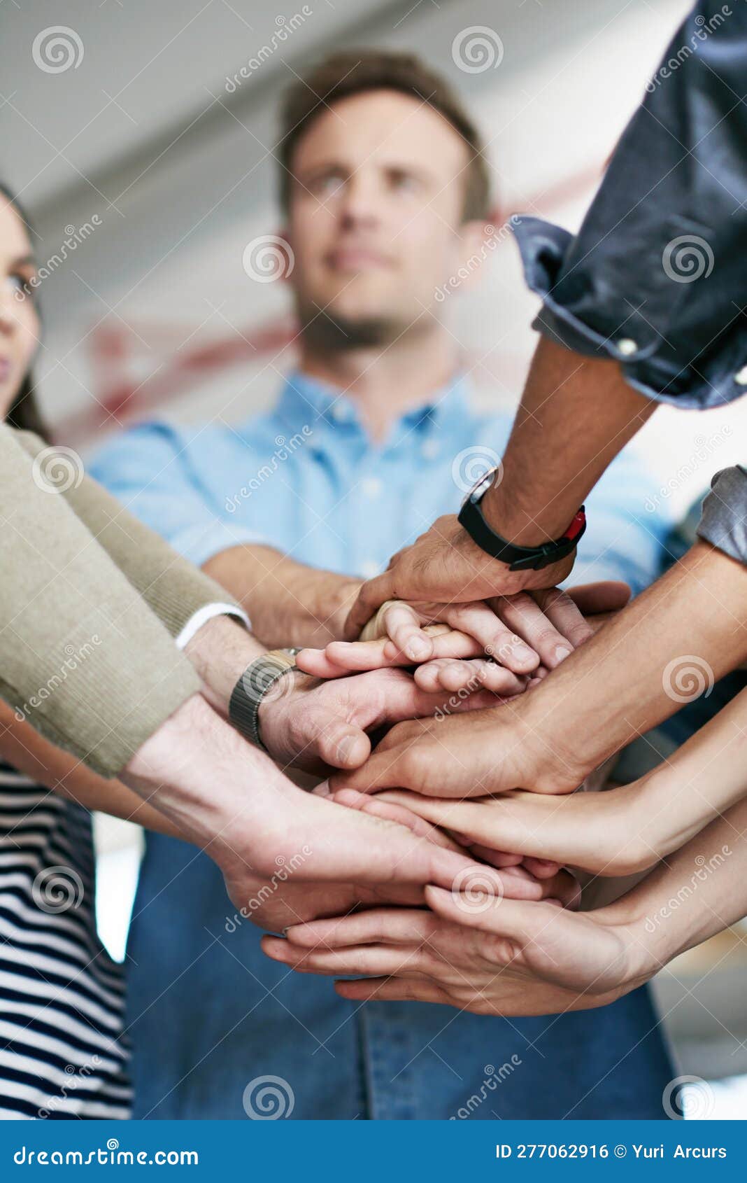 We Shall Win only by Working Together. Cropped View of a Multi Ethnic ...