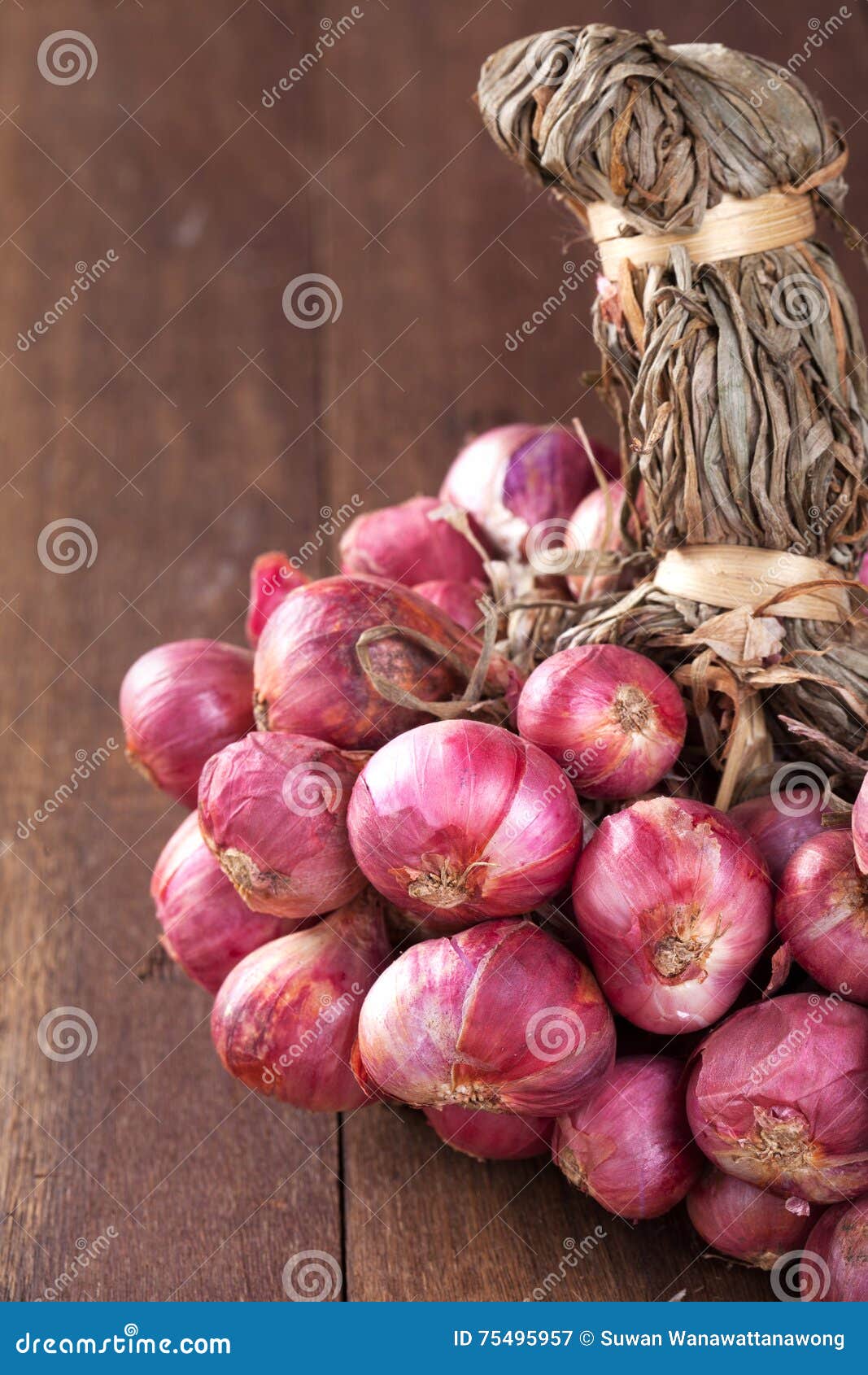 Shallot Bundle on Wooden Table. Stock Image - Image of ripe, fresh ...
