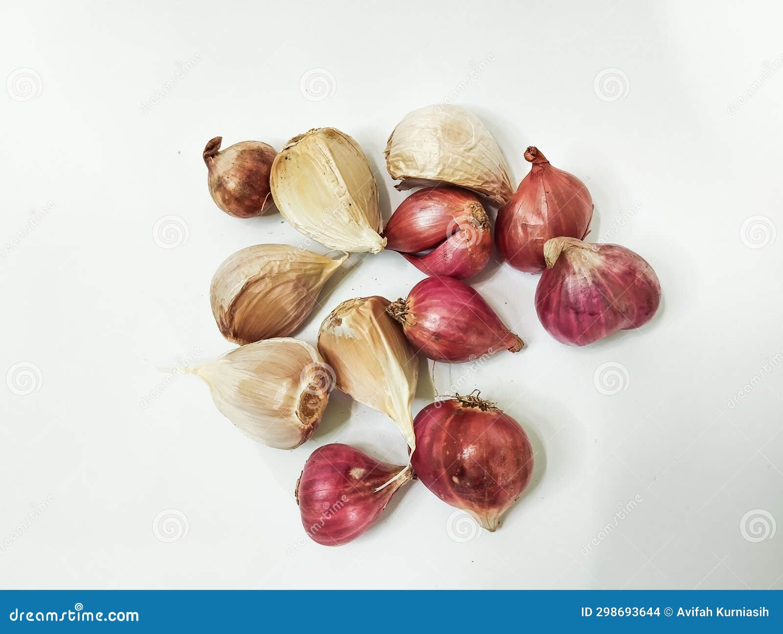 Shallots and Garlic on a White Background Stock Photo - Image of garlic ...