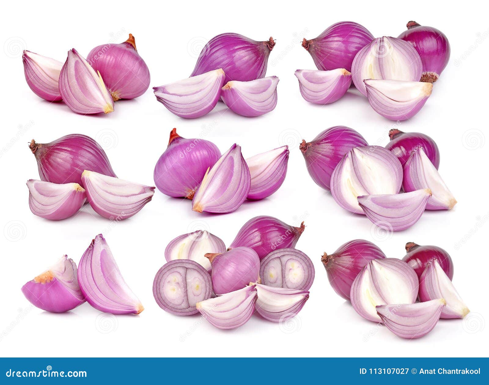 Shallots Isolated on White Background Stock Illustration - Illustration ...