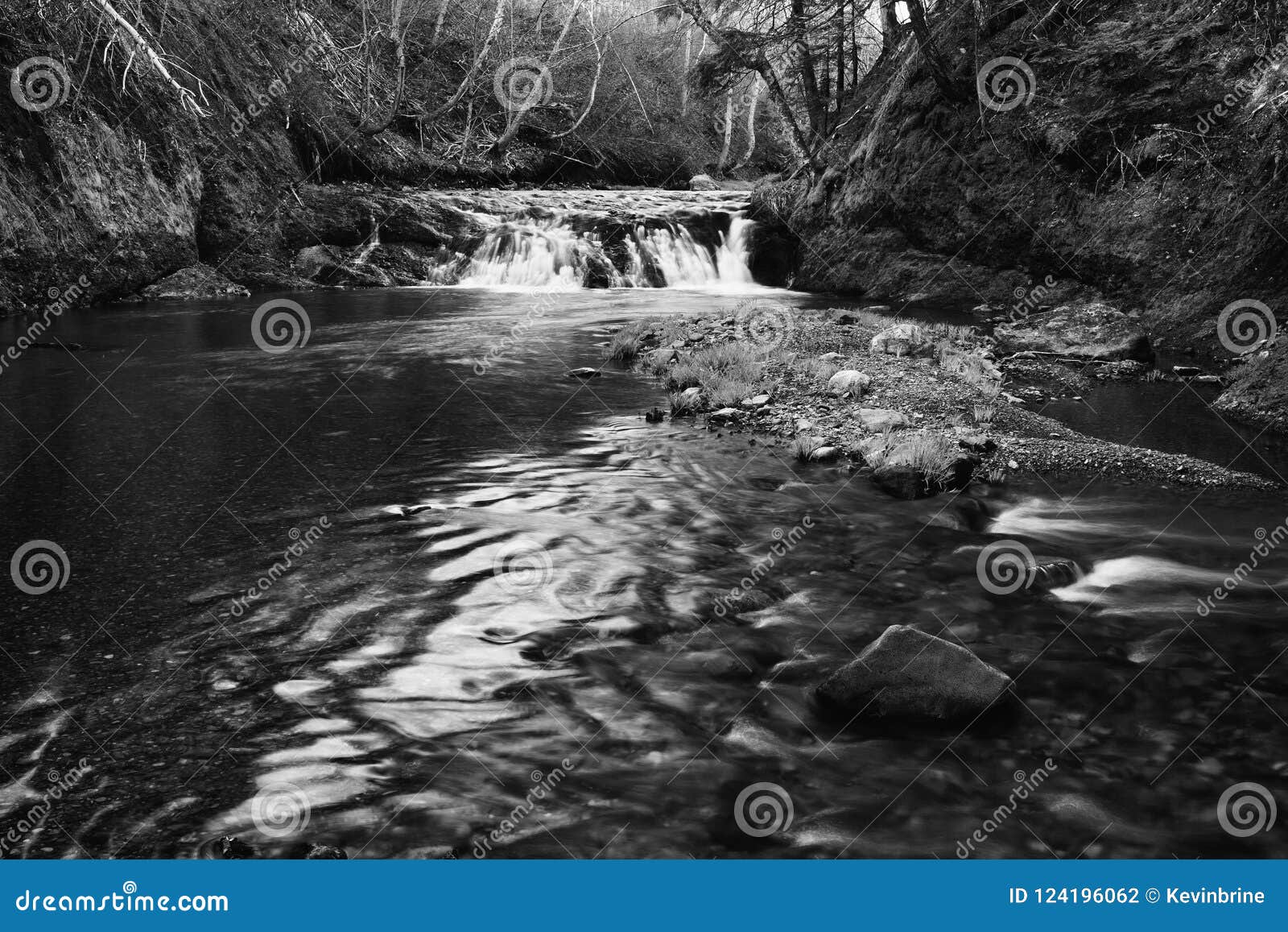 Brook and Waterfall stock photo. Image of fluid, smooth - 124196062