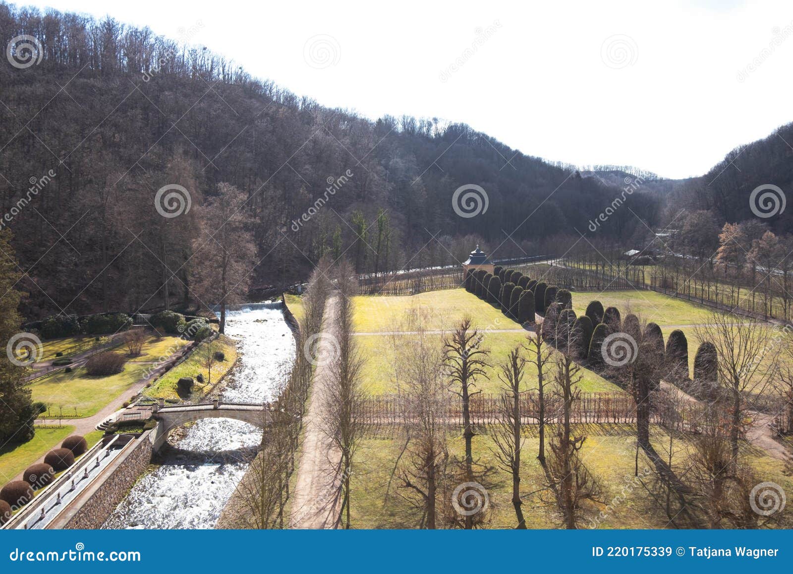 A Shallow Canal Flows through the Park Stock Image - Image of bush ...