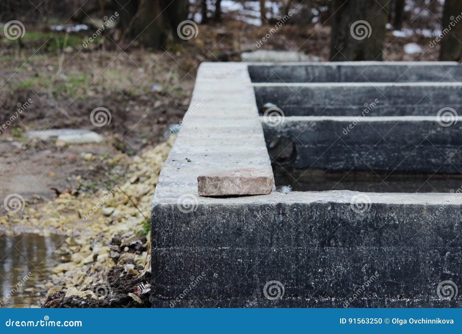 Shallow Concrete Foundation Stone for the Construction of the House ...