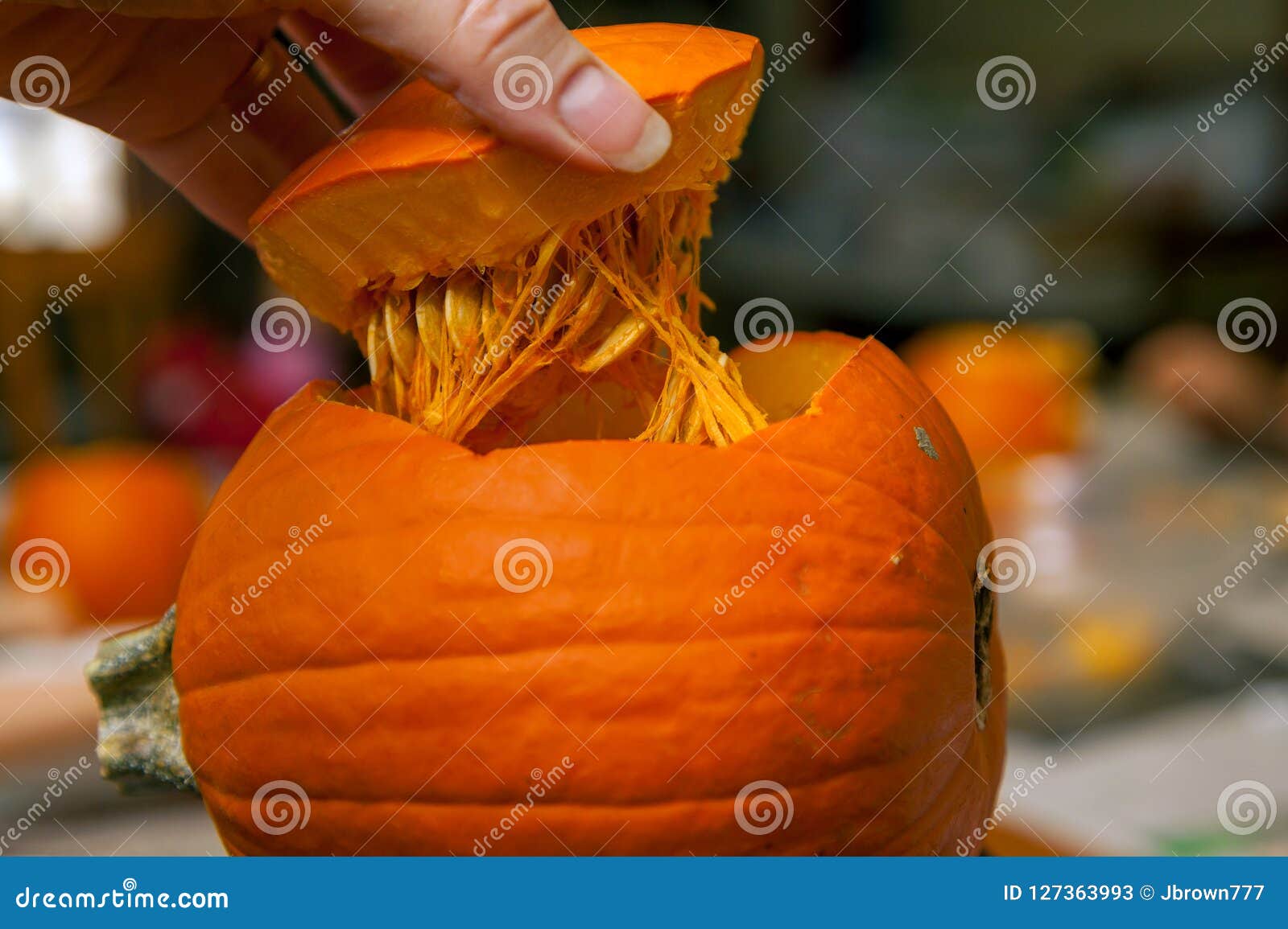 Shallow Depth of Field Closeup of the Stringy Insides and Seeds Stock ...