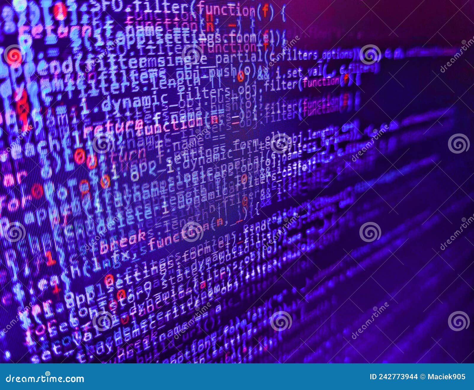 Shallow Depth of Field Effect. Css3 Code on a Colorful Background Stock ... Shallow Depth of Field Effect. Css3 Code on a Colorful Background Stock ...