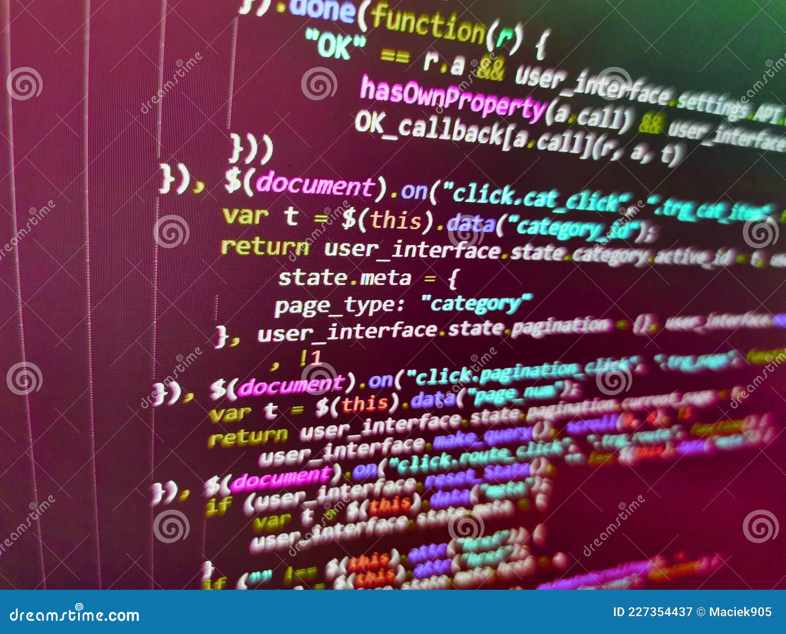 Shallow Depth Of Field Effect Digital Technology On Display Developing Programming Binary Code