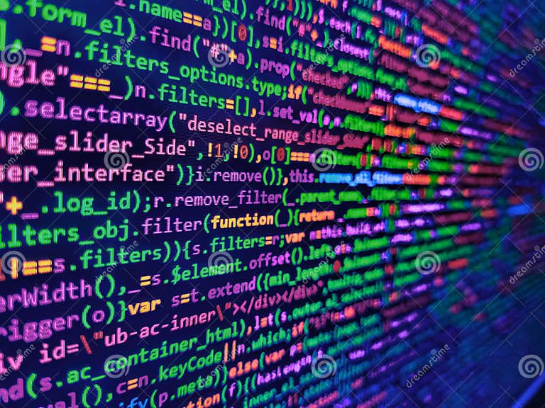 Shallow Depth of Field Effect. Matrix Byte of Binary Data Rian Code Running Abstract Background ...