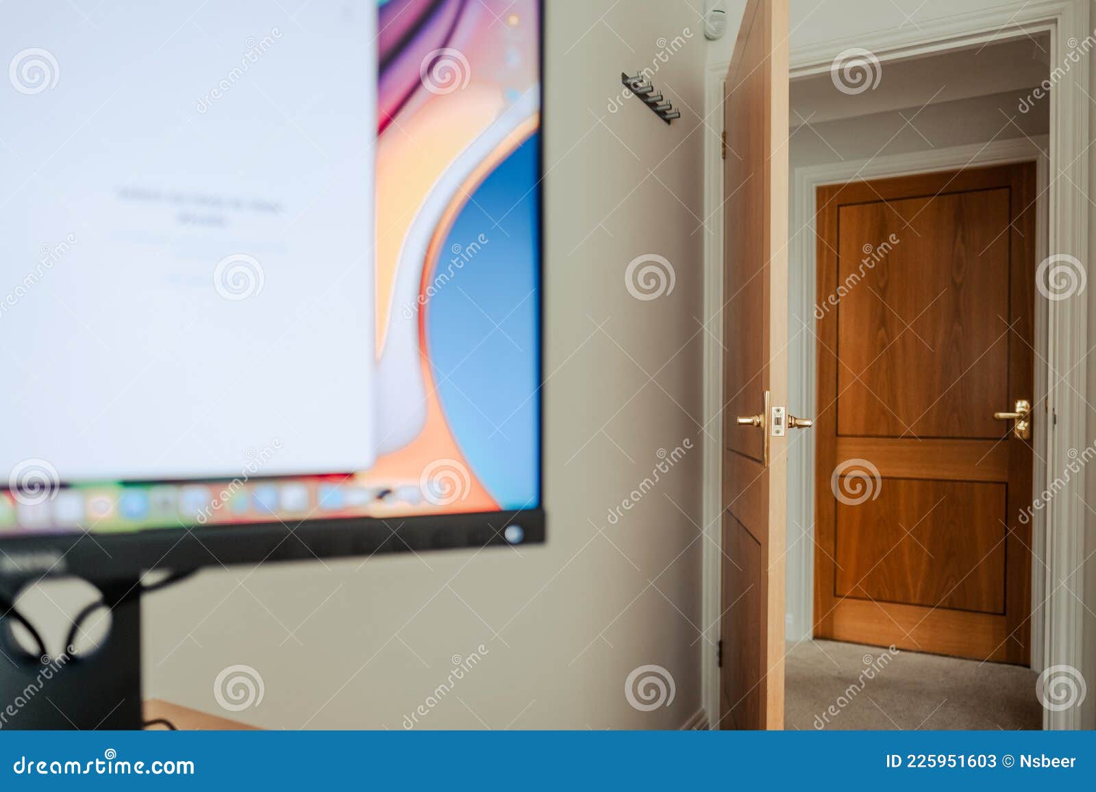 Shallow Focus of Distant Doors Seen in a Large House Setting Stock ...