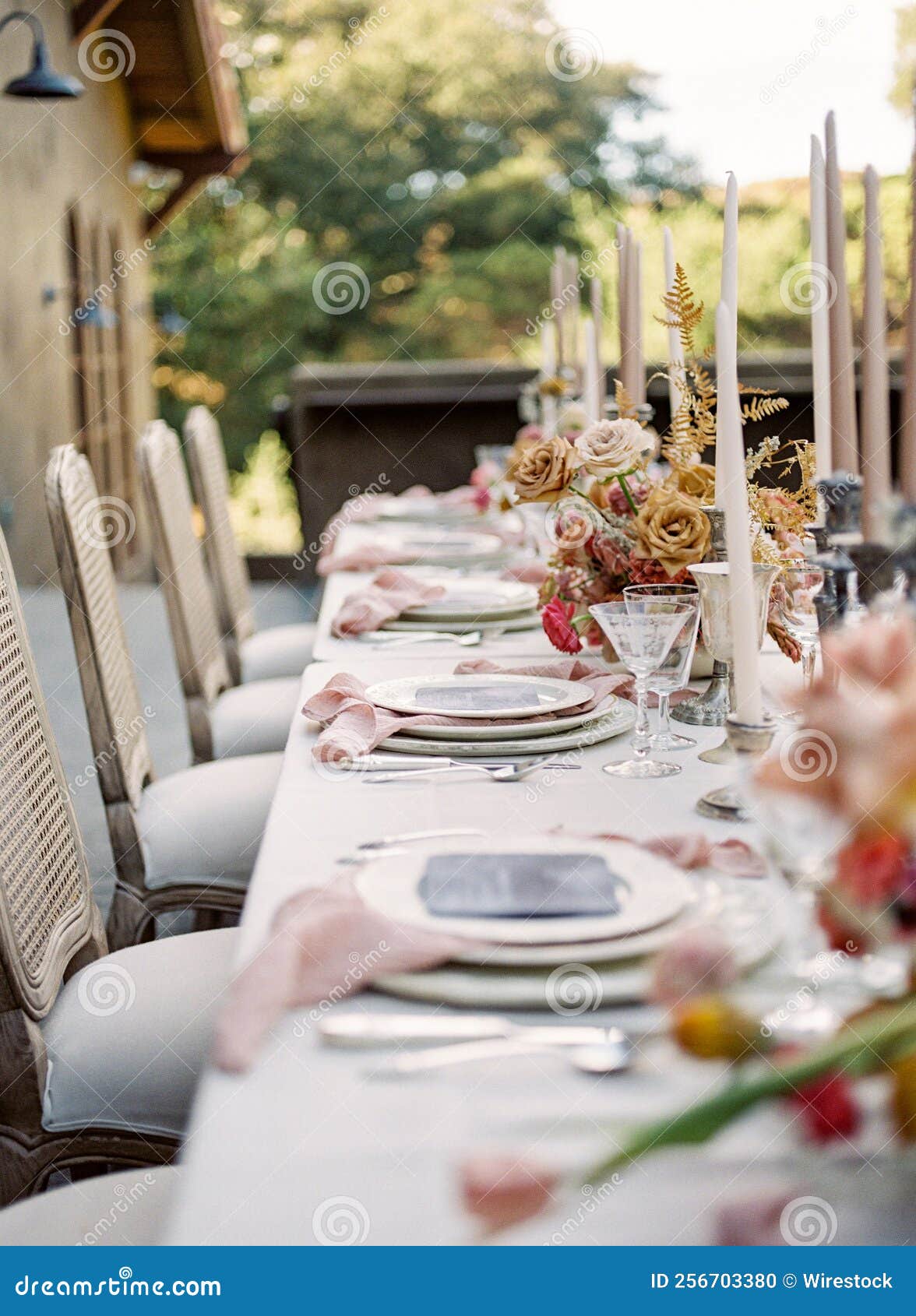 Shallow Focus Shot of Reception Table with White Ceramic Dishes and ...