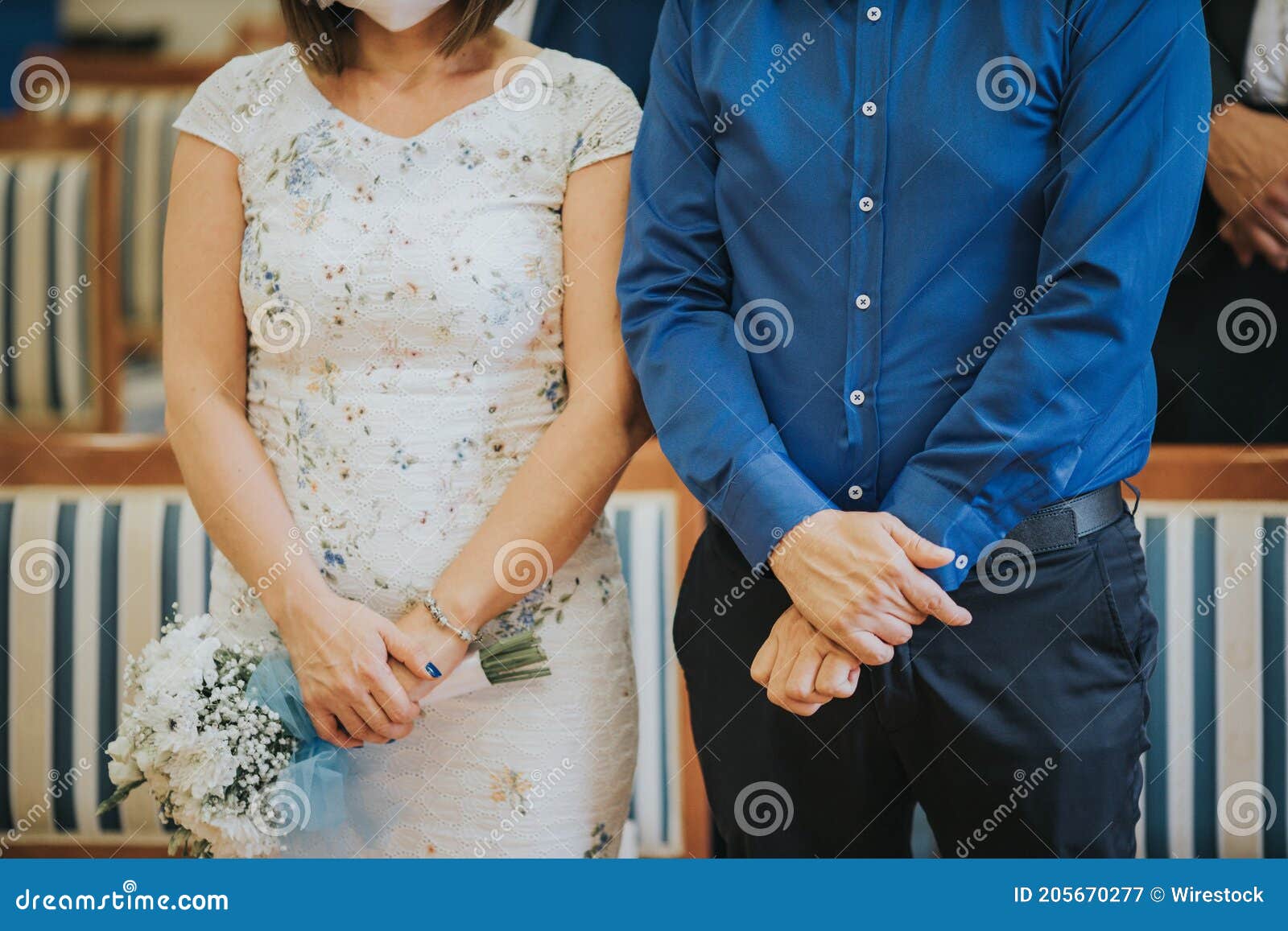 Shallow Focus of a Young Couple Getting Married Under the Lights with a ...