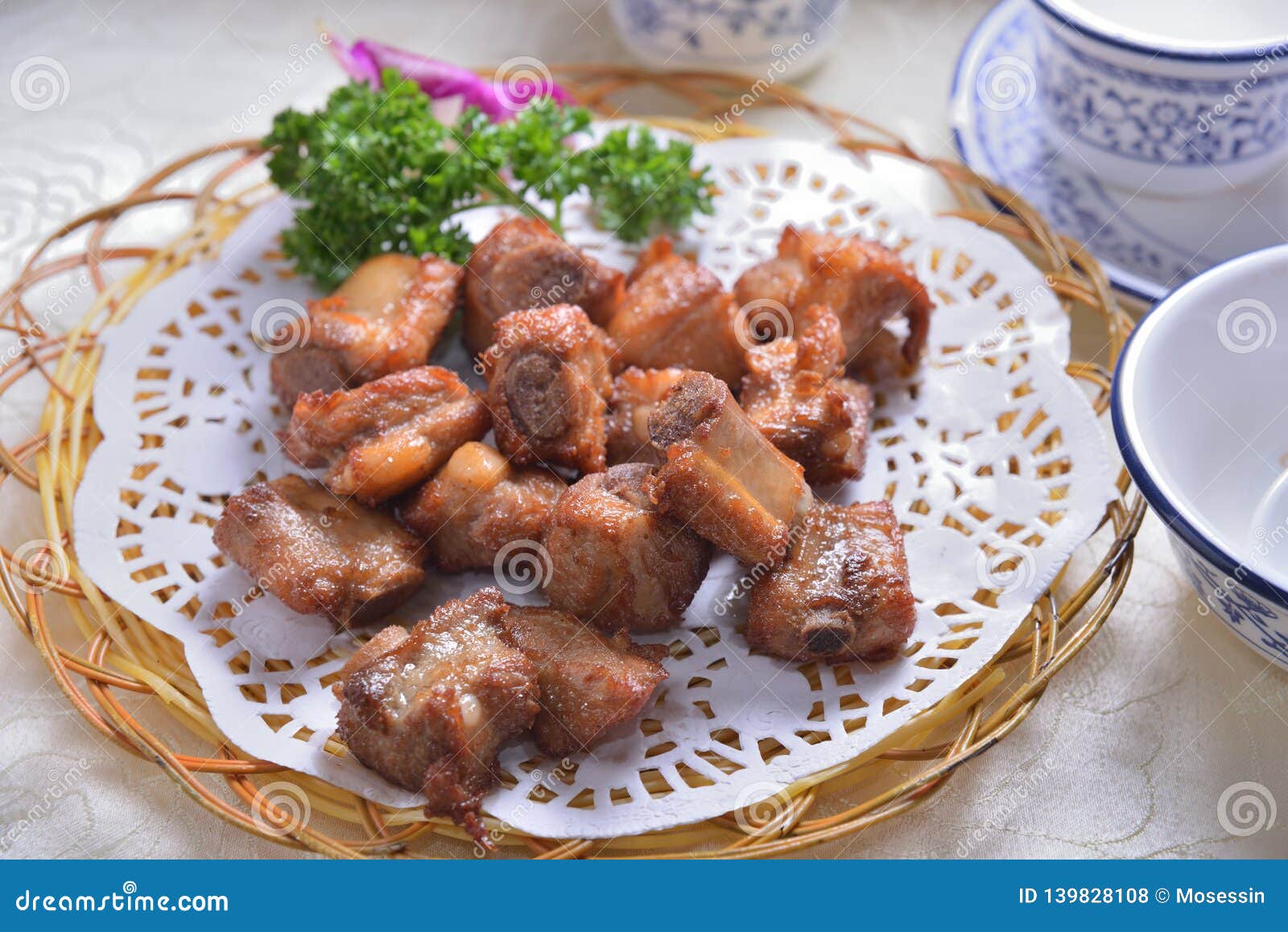 Shallow fried pork nugget stock photo. Image of grilled - 139828108