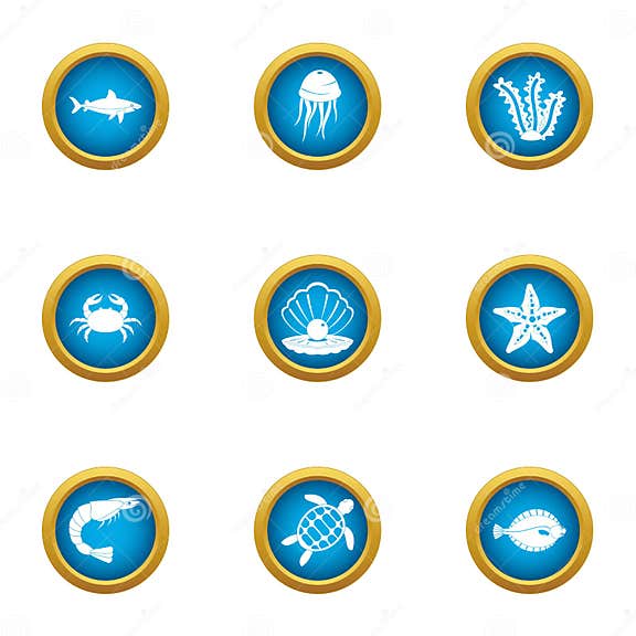 Shallow Icons Set, Flat Style Stock Vector - Illustration of beautiful ...