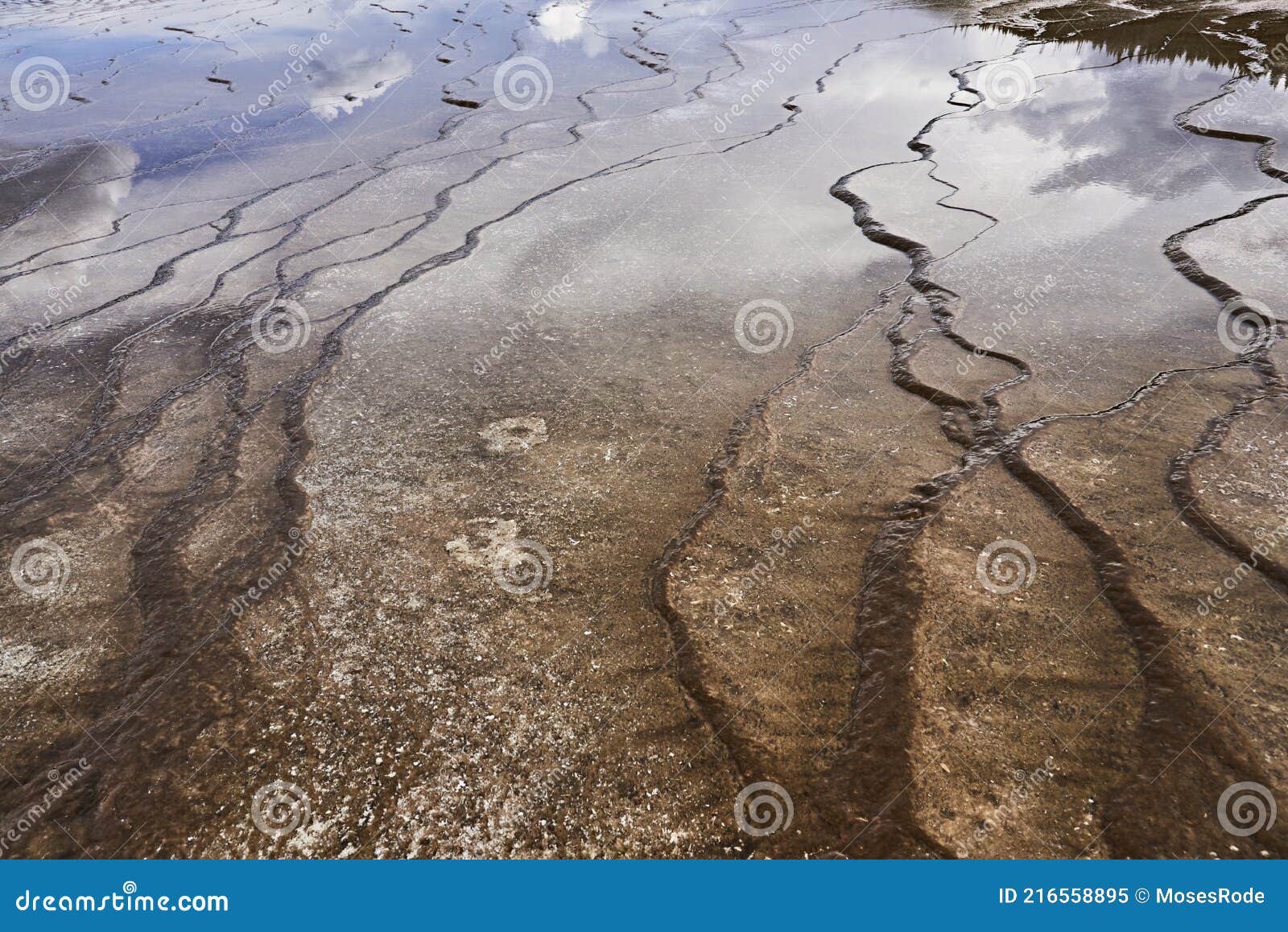 Shallow Pools of Reflecting Water in Yellowstone Park Stock Image ...