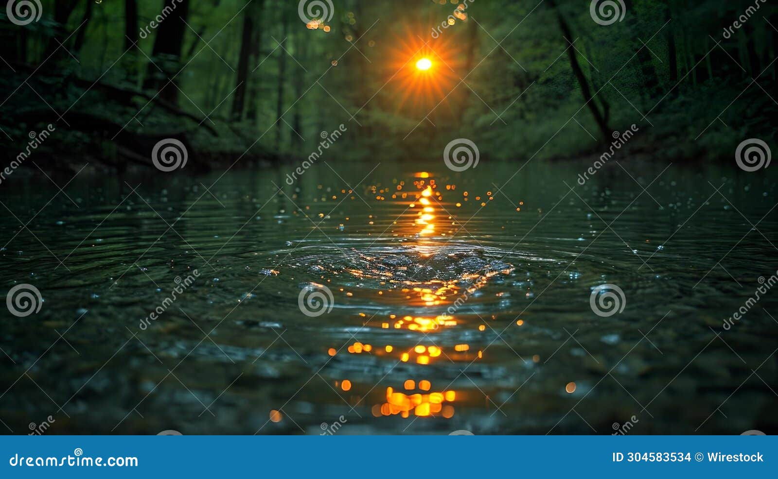 A Shallow River with a Sun on the Side of it Stock Illustration ...
