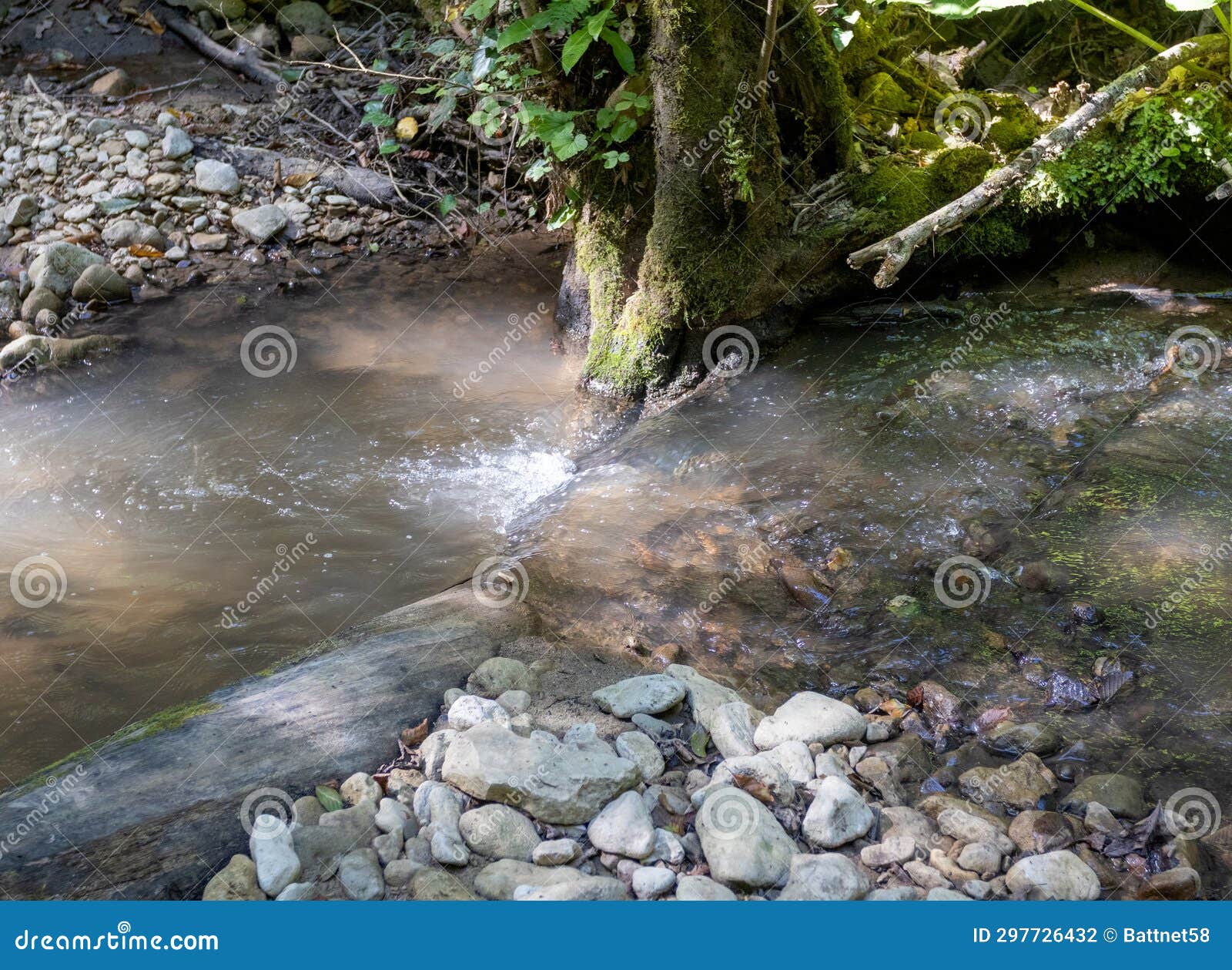 A Shallow Riverbed with a Rocky Bottom and Shoals a Stream of Water ...