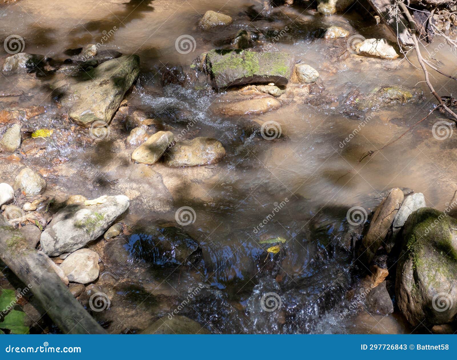 A Shallow Riverbed with a Rocky Bottom and Shoals a Stream of Water ...