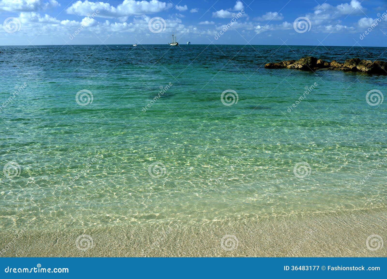 Shallow Tropical Water and Sandy Beach Stock Image - Image of crystal ...