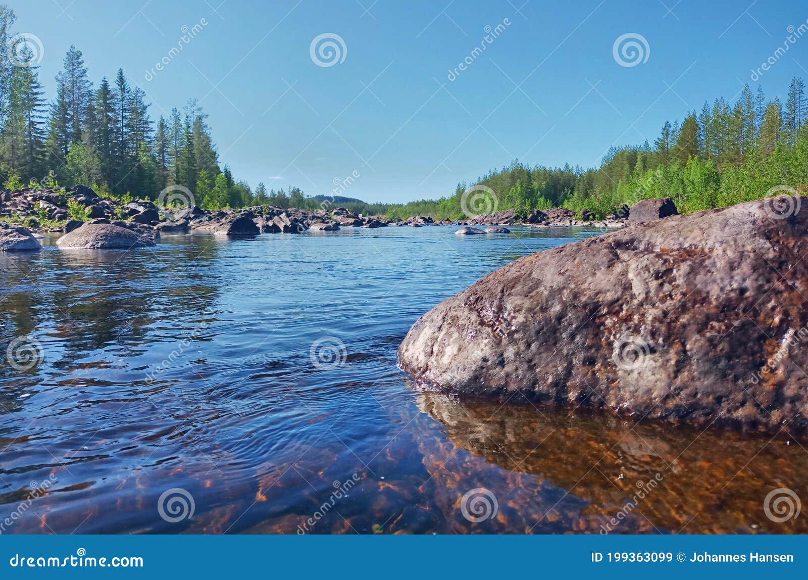 The Shallow and Unregulated Part of Skellefte River in Sweden Stock ...