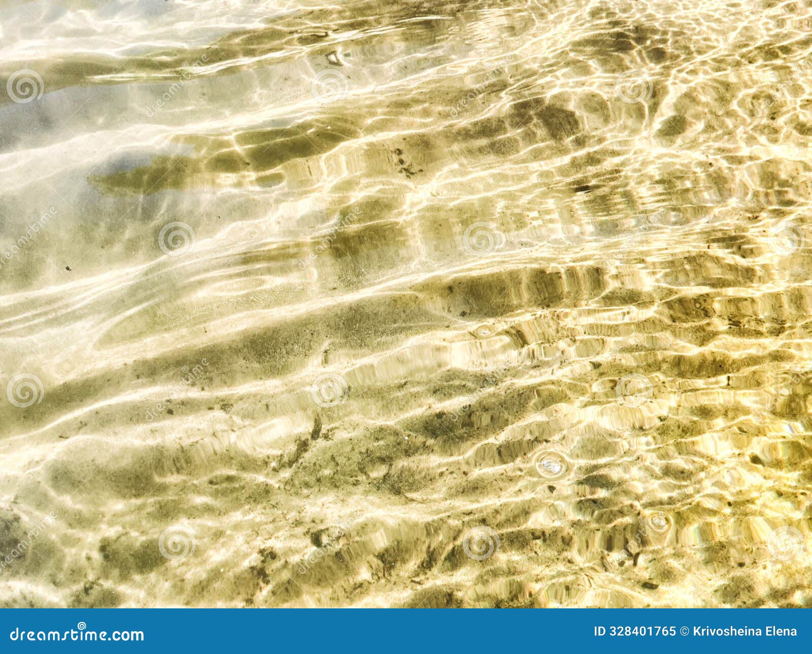 Shallow Water Ripples Over a Sandy Bottom with Sunlight Reflecting Off ...