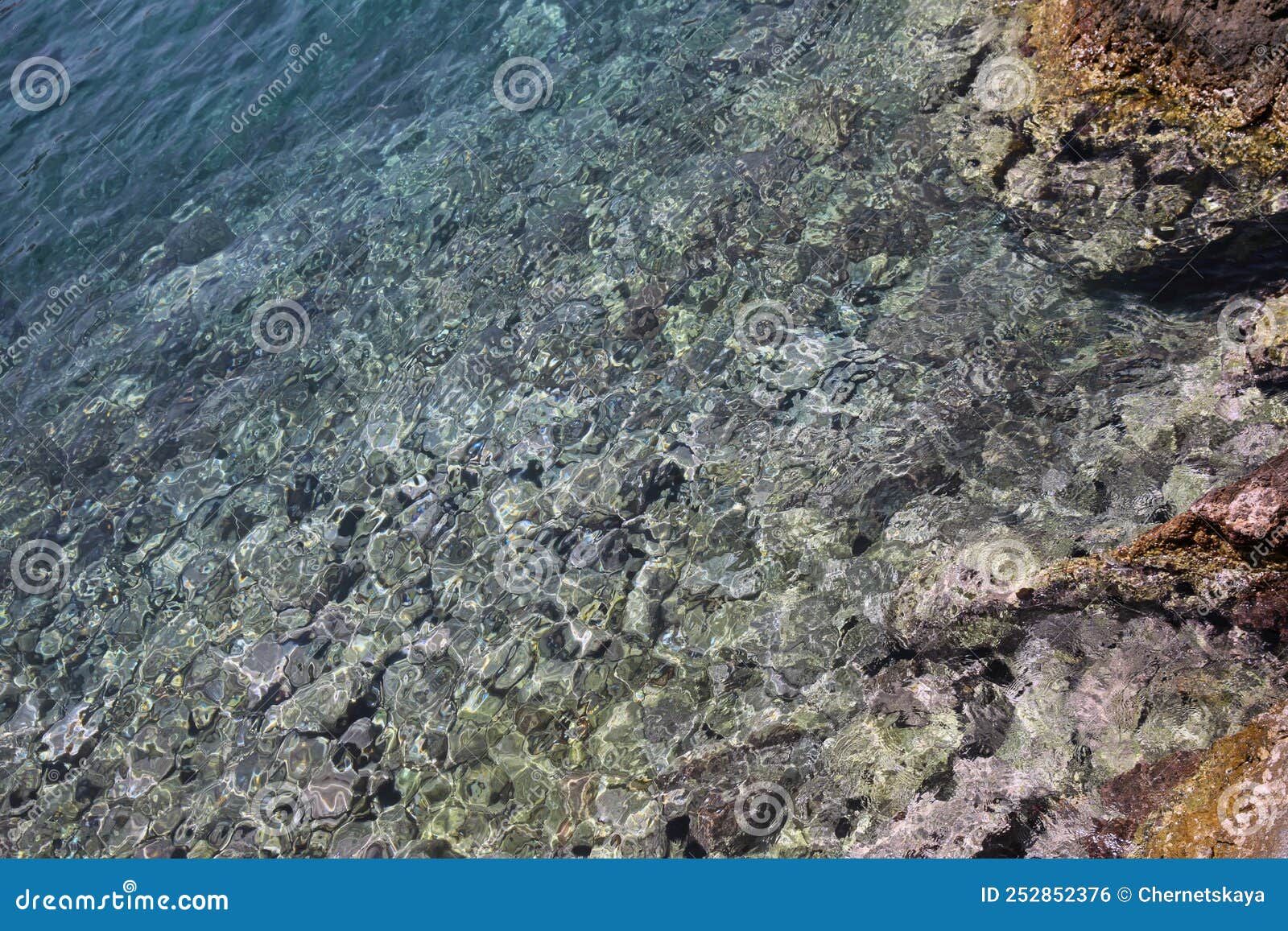 Shallow Water with Rocky Sea Bottom As Background Stock Photo - Image ...