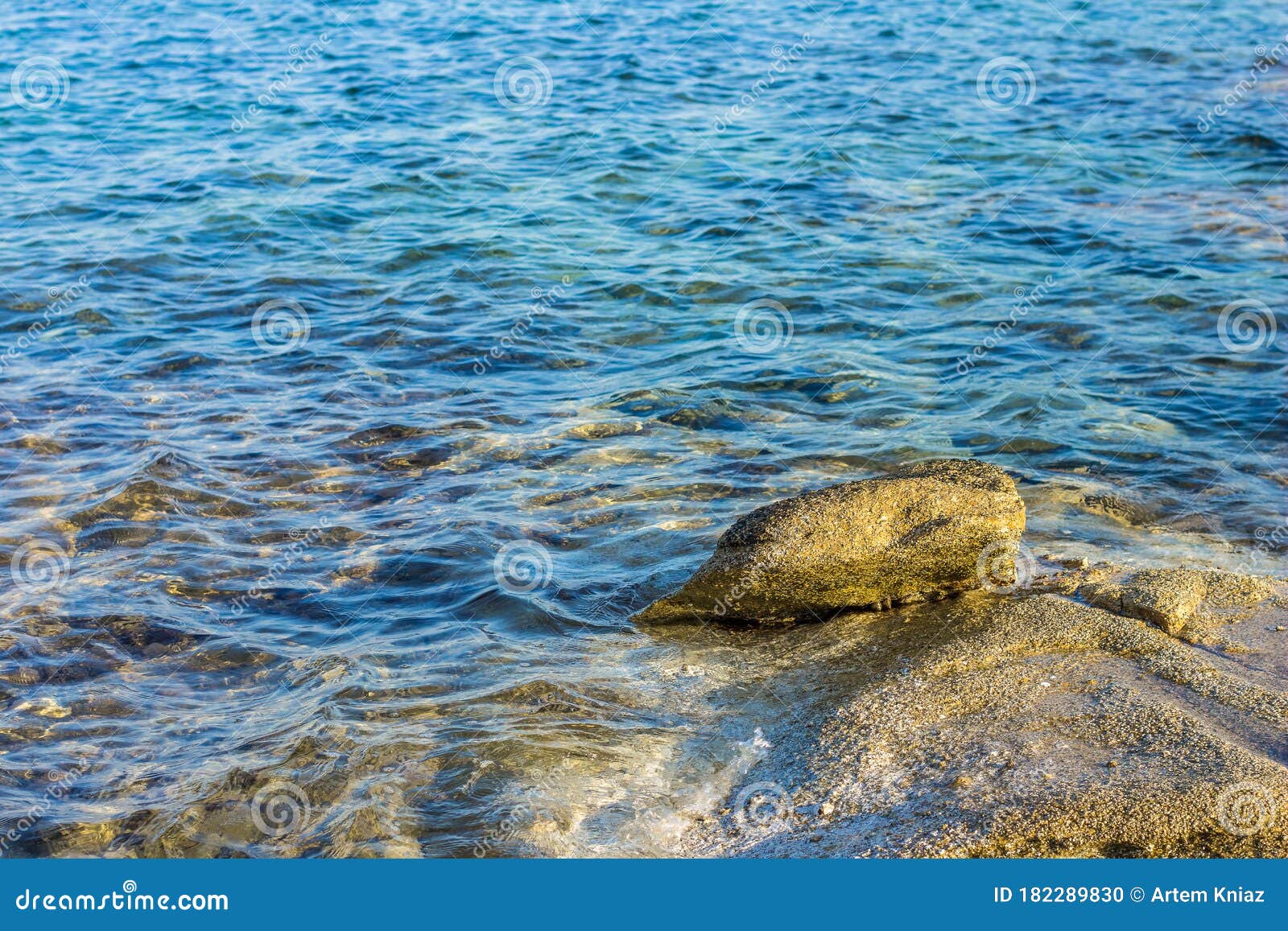 Shallow Water Shore Line Waterfront Nature Background with Stones, Copy ...