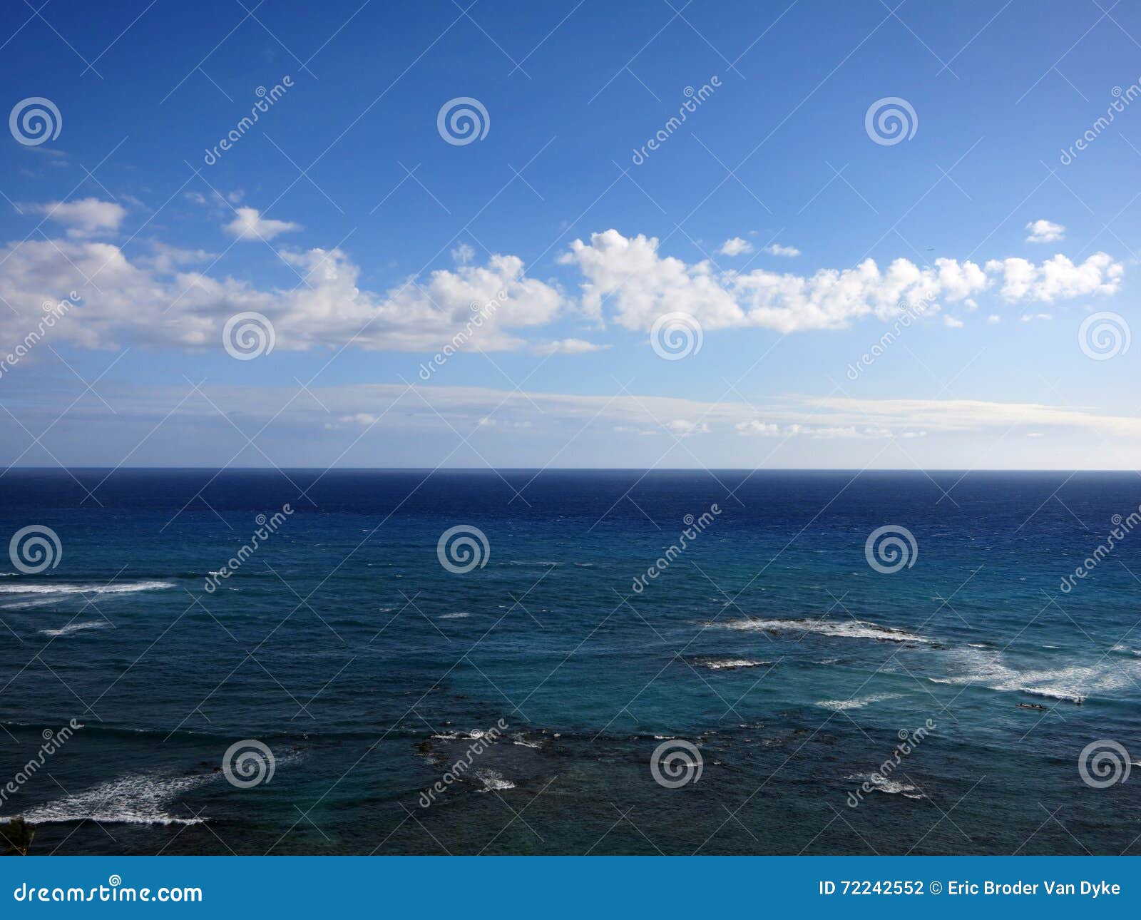 Shallow Wavy Ocean Waters of Waikiki Looking into the Pacific Ocean ...
