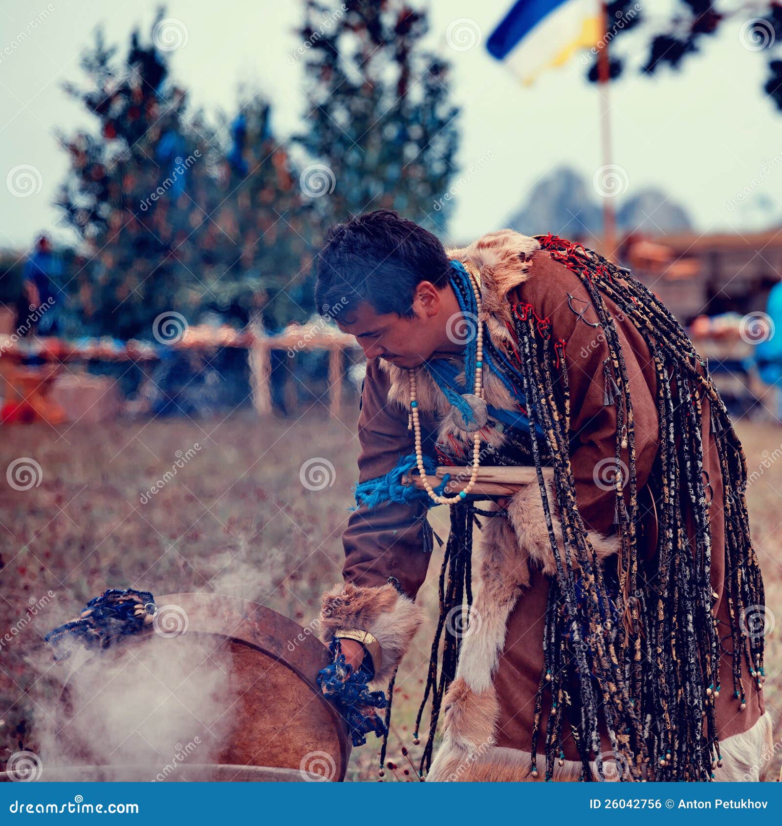 Shaman on a fire stock photo. Image of lake, baikal, fire - 26042756