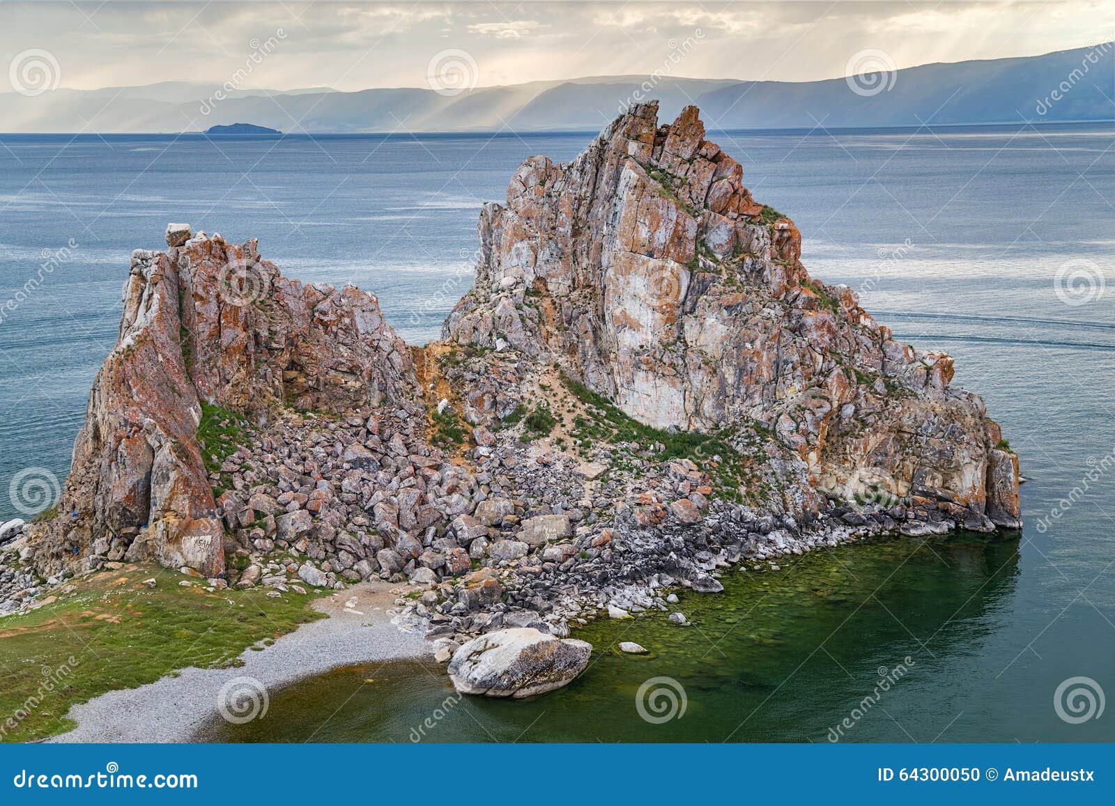 Shaman Rock, Lake Baikal in Russia Stock Photo - Image of khuzhir ...