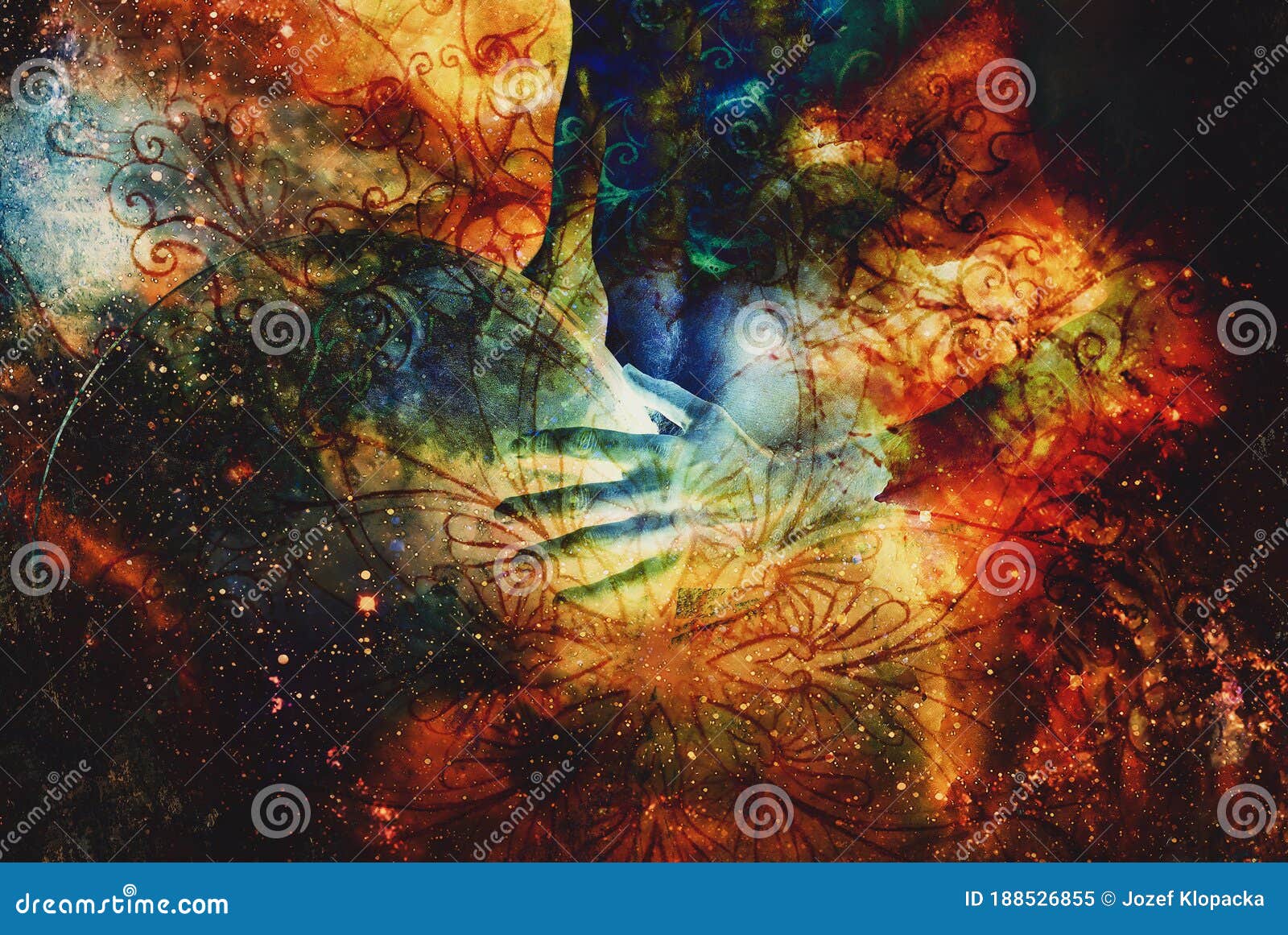 Shamanic Man with on Abstract Structured Space Background. Stock ...