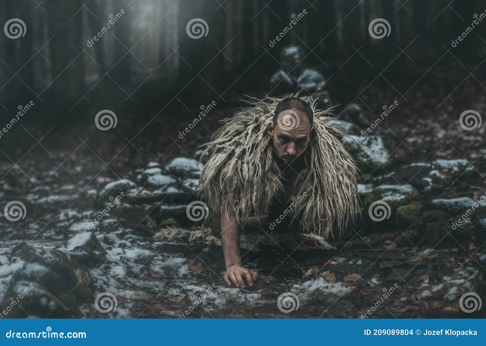 Shamanic Man in the Nature, Winter Landscape. Stock Photo - Image of ...