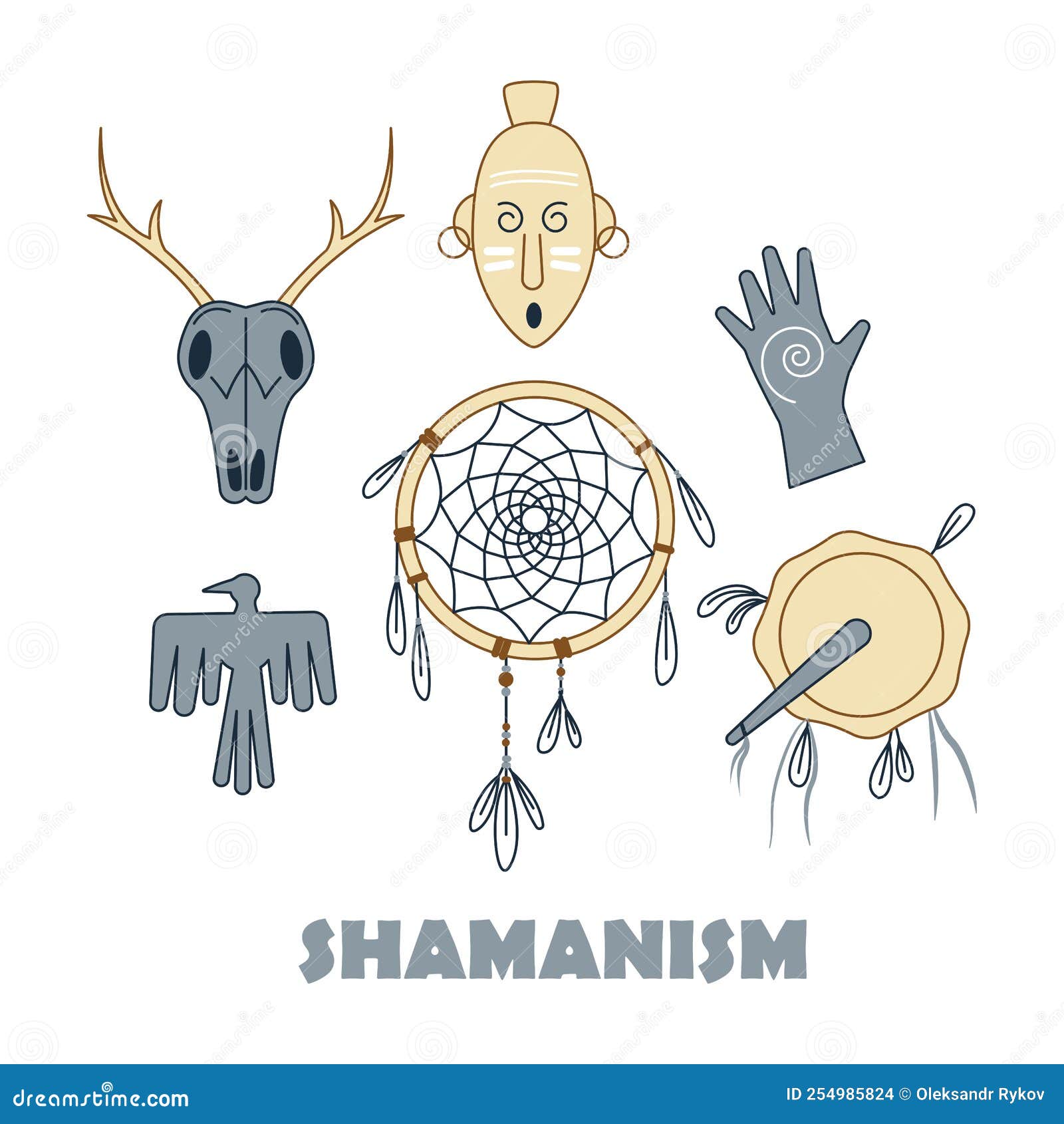 Shamanism and animism. stock vector. Illustration of icon - 254985824