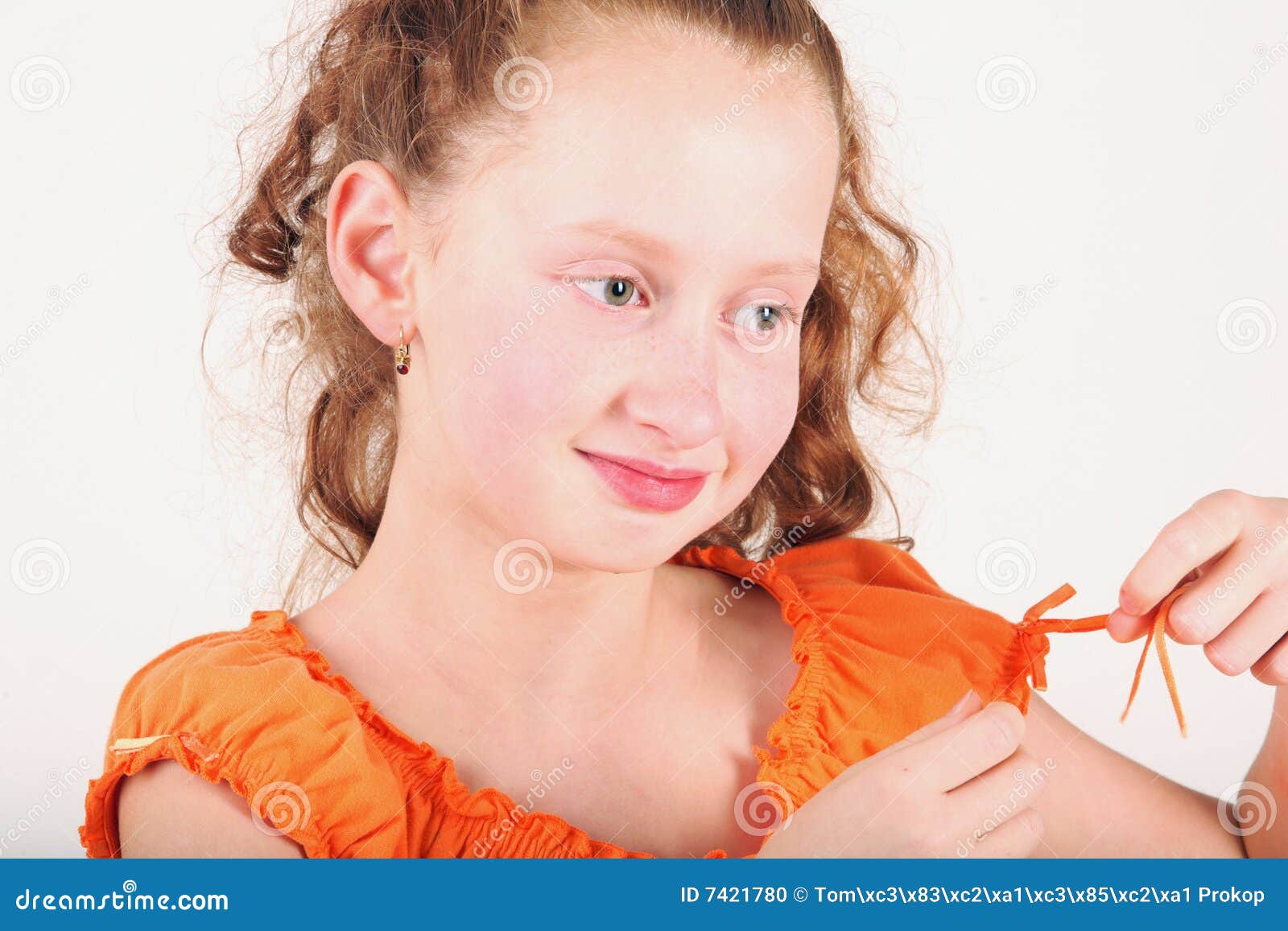 Shame stock photo. Image of orange, girl, shame, blush - 7421780