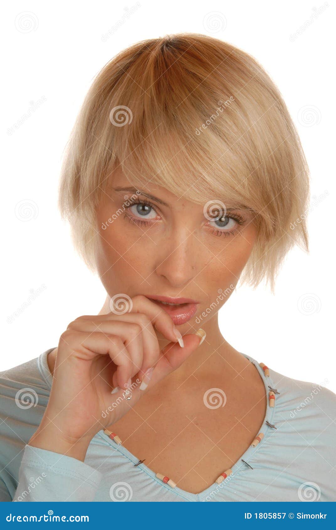 Shame Face of Attractive Blond Girl Stock Image - Image of shyness ...