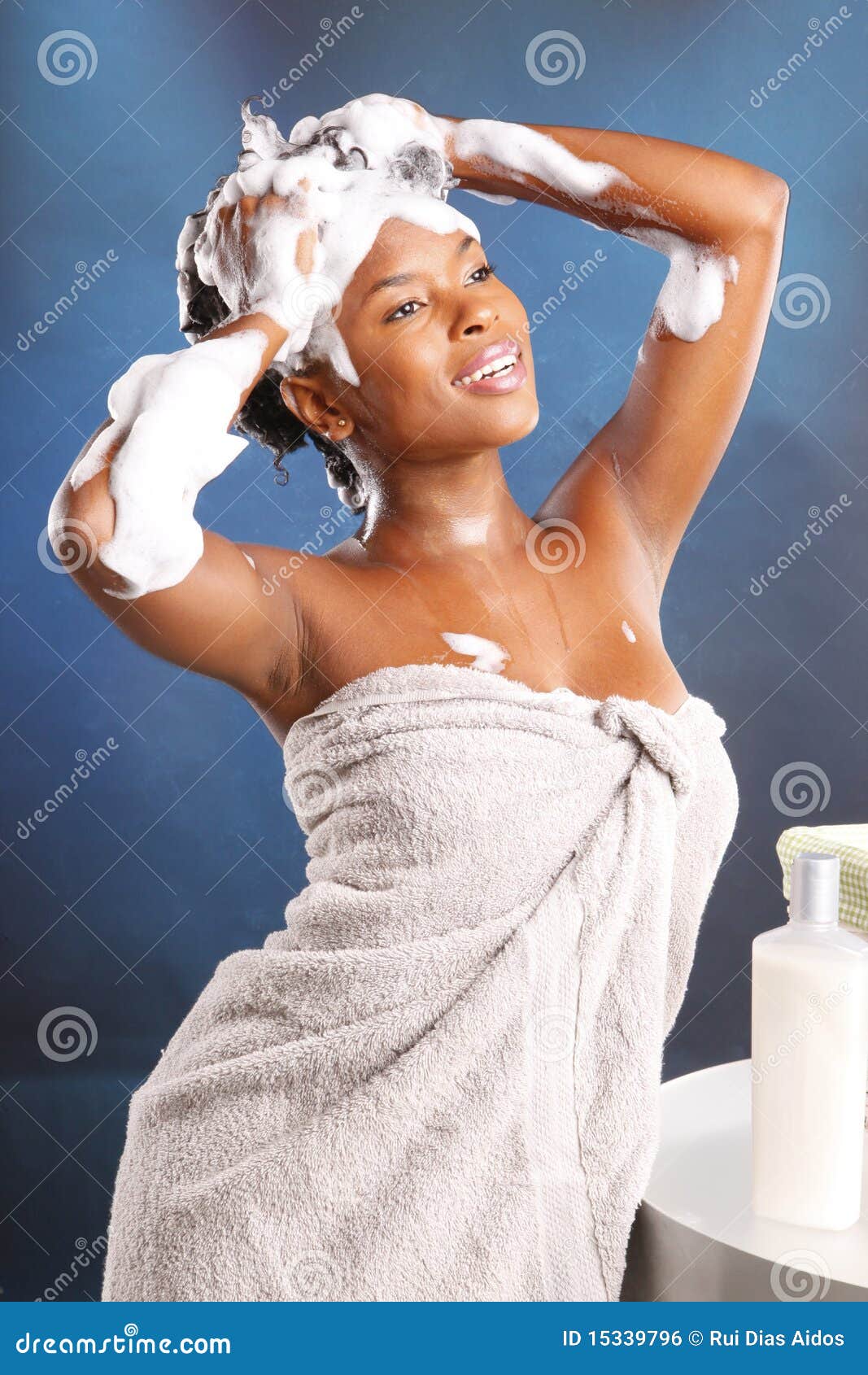 Shampoo stock photo. Image of adult, cheerful, bare, headshoot - 15339796