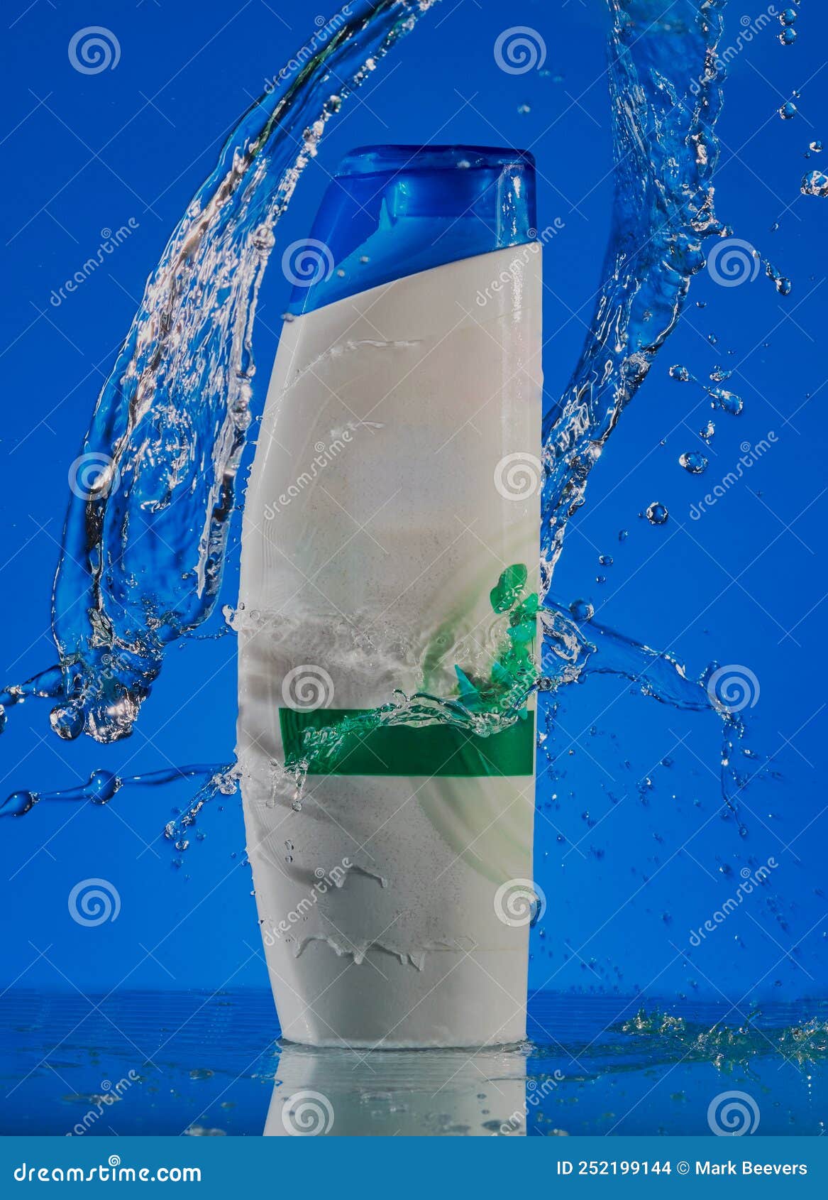Shampoo Bottle Isolated on a Blue Background. Stock Photo - Image of ...