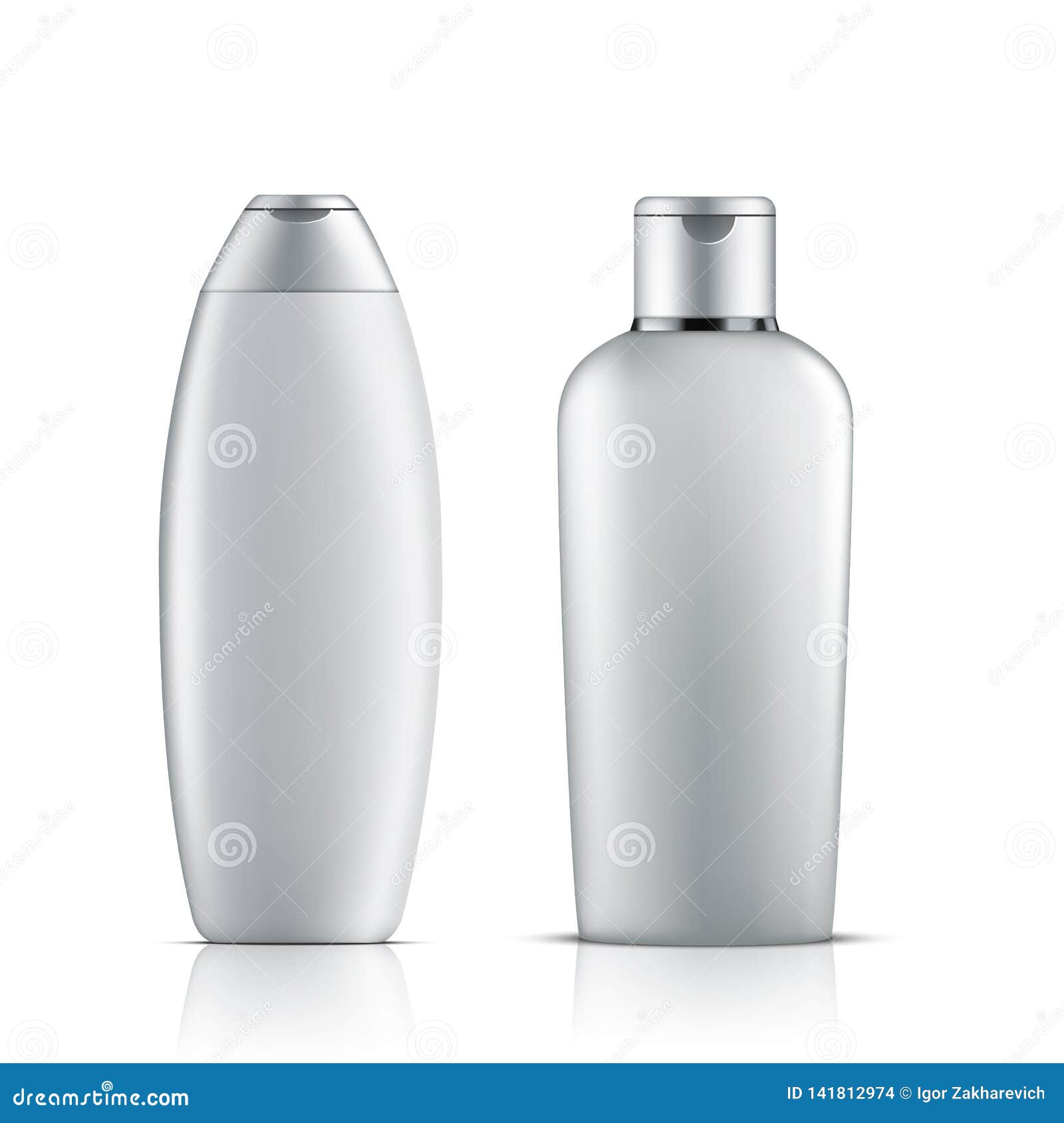 Shampoo Bottles Mockup Set Isolated On White Background. Vector ...