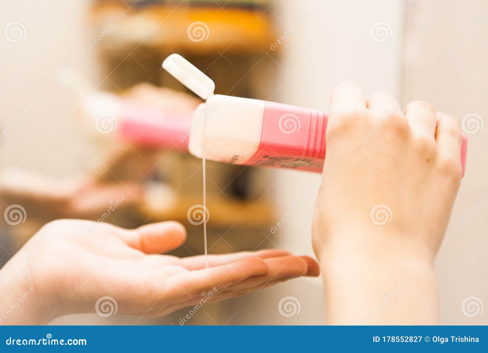 Shampoo Flowing in the Hand, Close Up Stock Image - Image of faucet ...