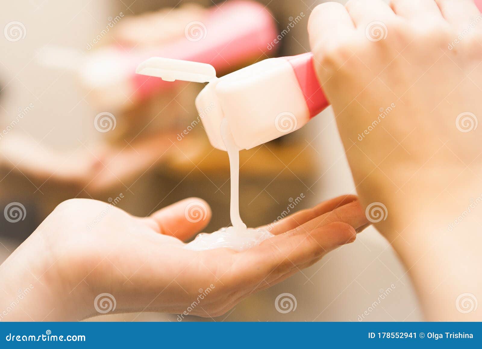 Shampoo Flowing in the Hand, Close Up Stock Image - Image of faucet ...