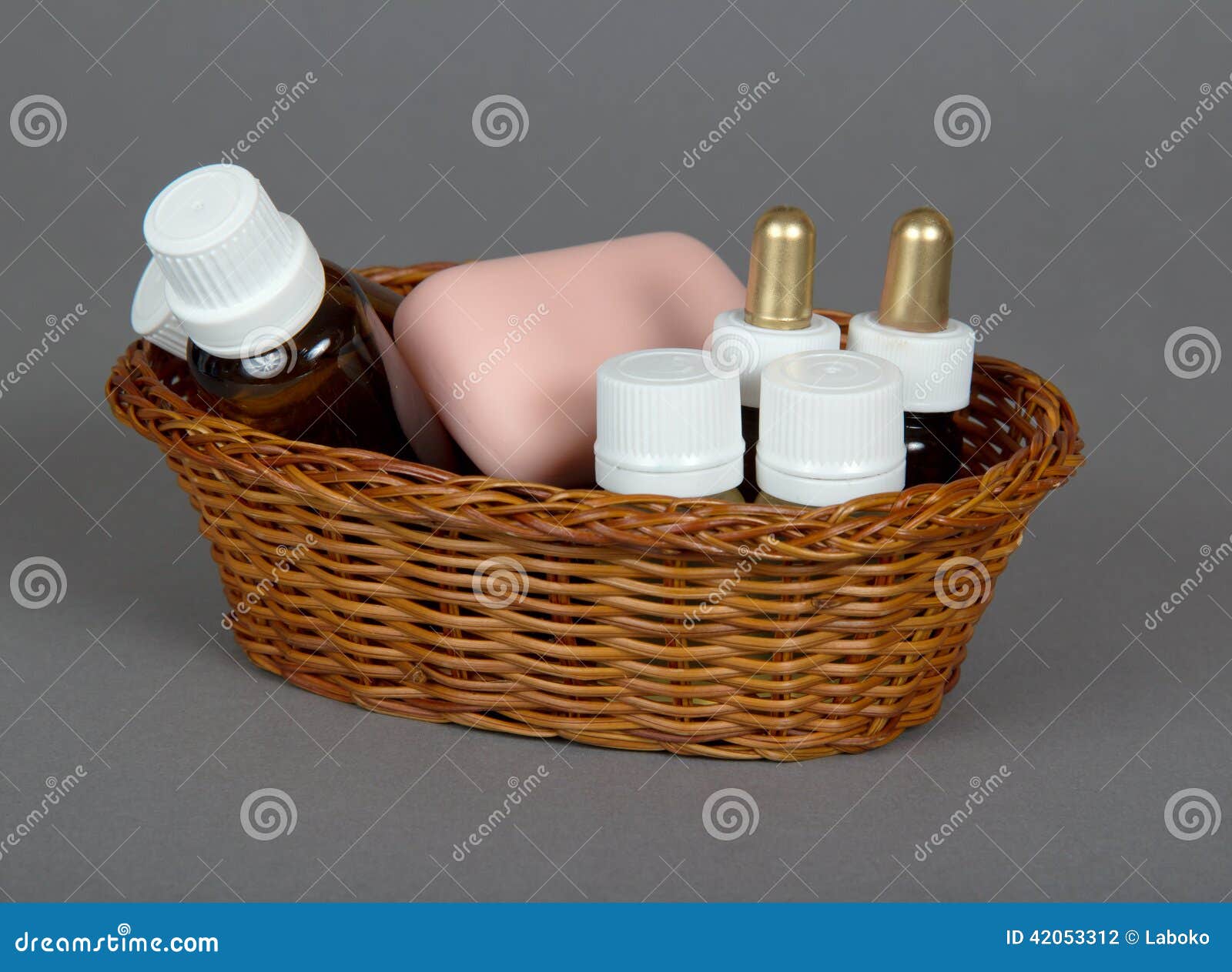 Shampoo, Gel, Soap in Basket for Hotel Stock Photo - Image of bottle ...