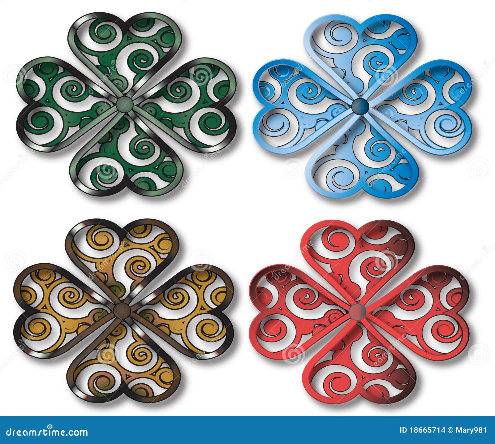 Shamrock Design Four Colors Stock Illustration - Illustration of ...
