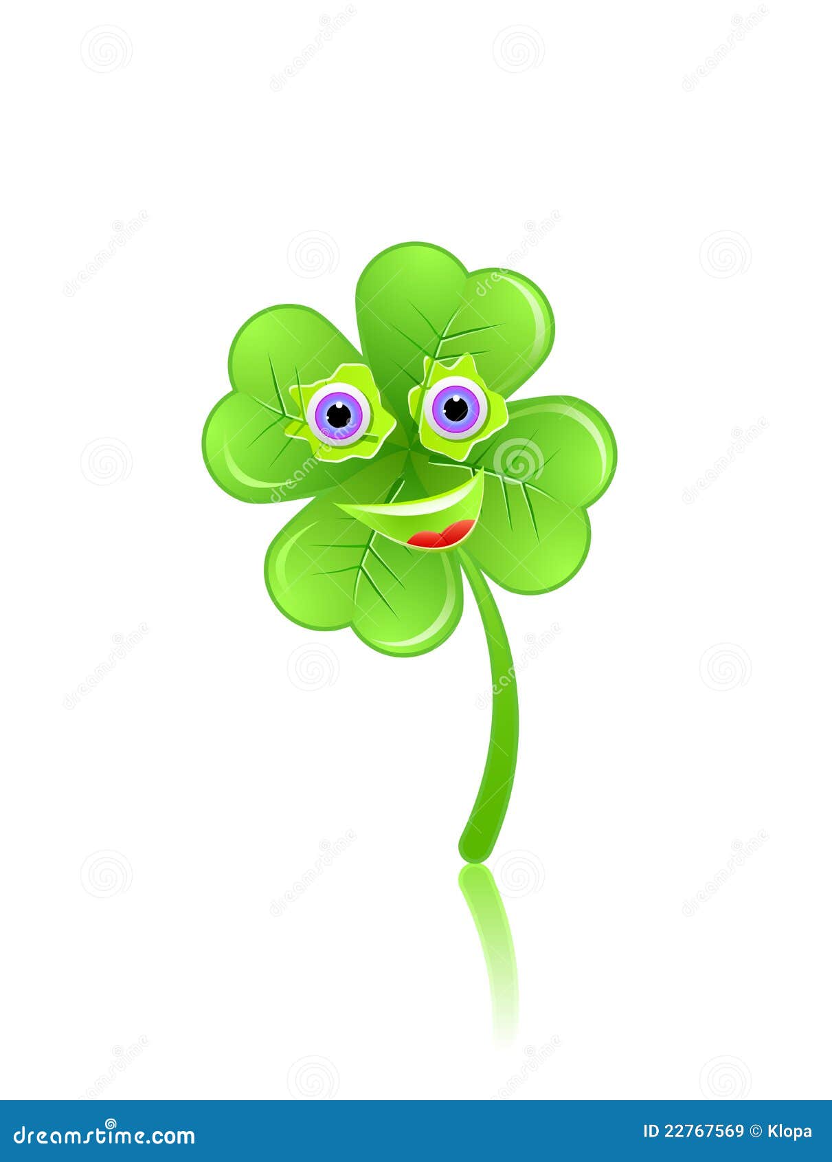 Shamrock Face with Eyes and Smile Stock Vector - Illustration of icon ...